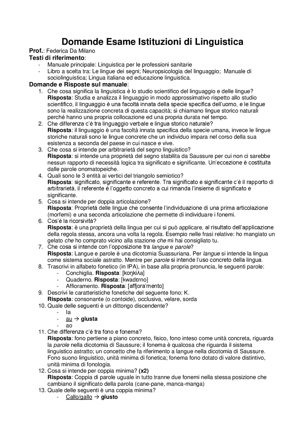 Domande Più Frequenti Schemi E Mappe Concettuali Di Linguistica Docsity