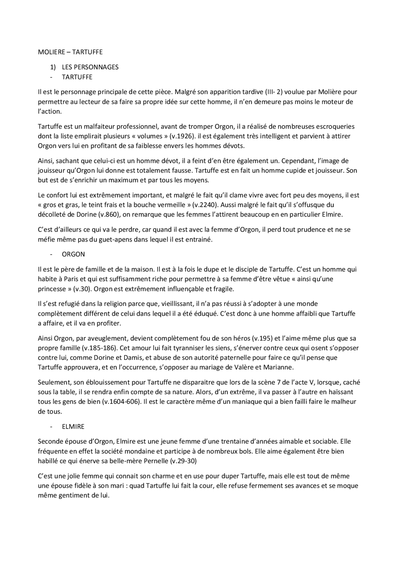 Riassunto Tartuffe - Molière | Dispense di Letteratura Francese | Docsity