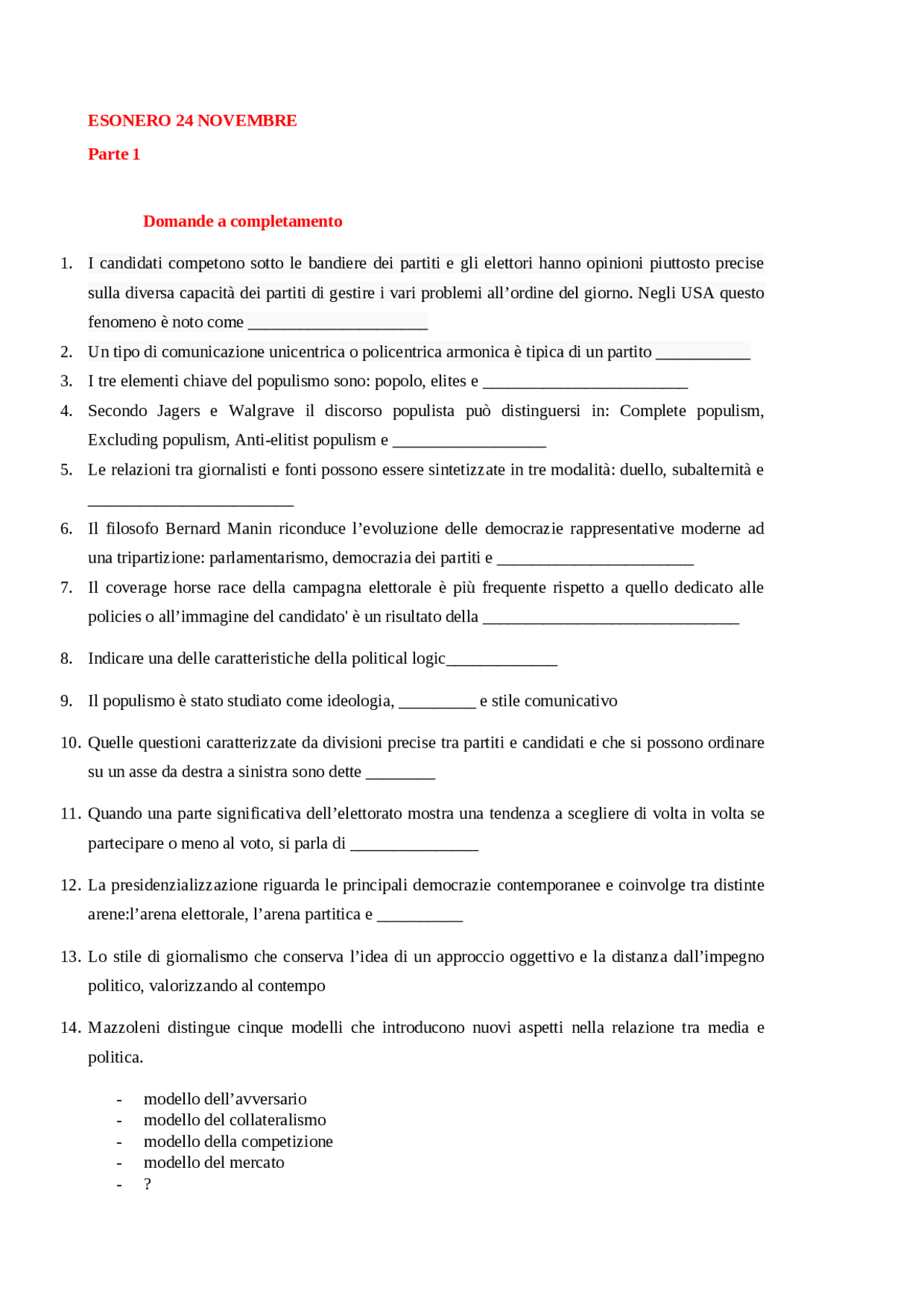 Prova Di Esame 2021 2022 Prove Desame Di Comunicazione Politica