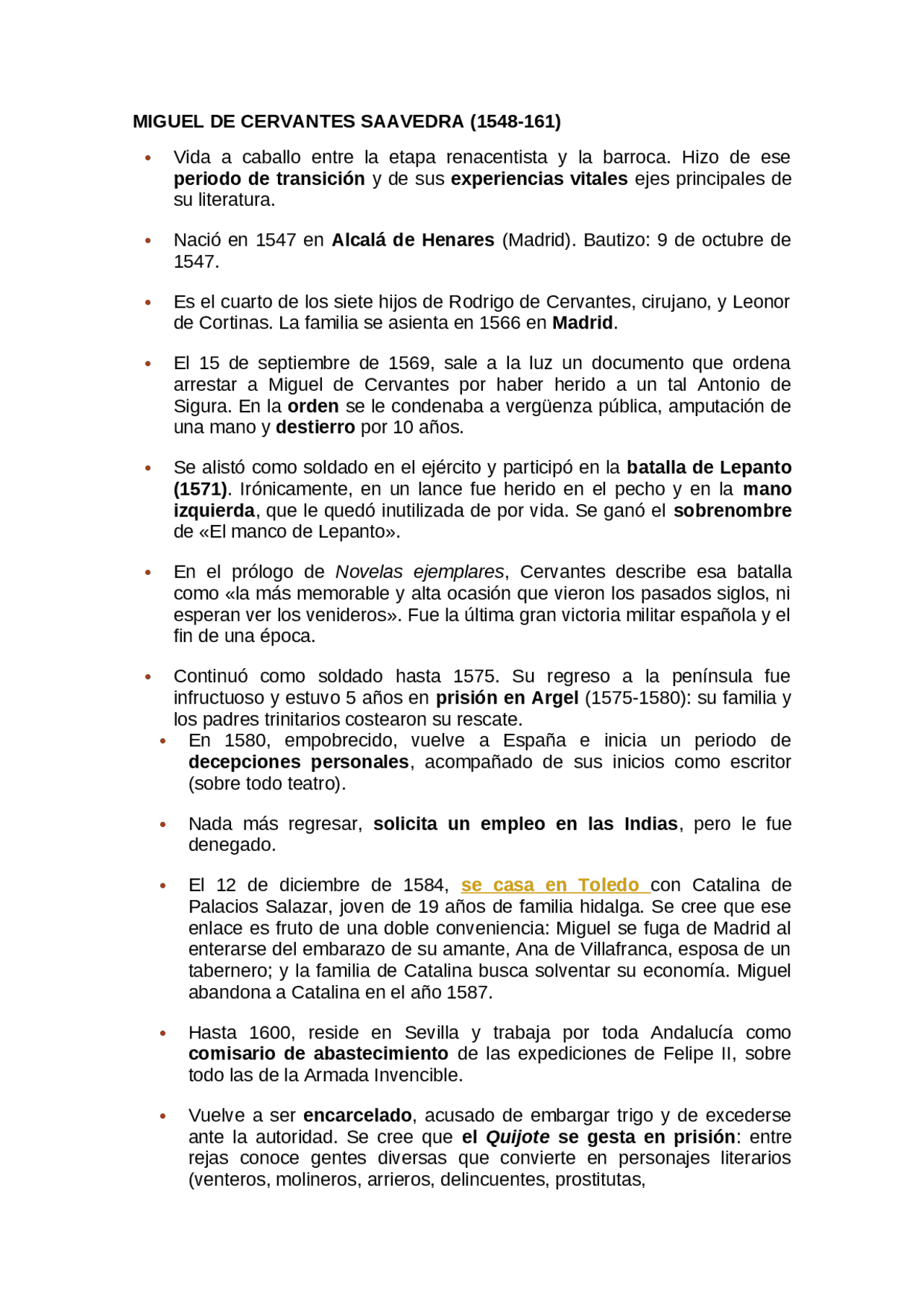 Pequeño resumen de el Quijote | Resúmenes de Lengua y Literatura | Docsity