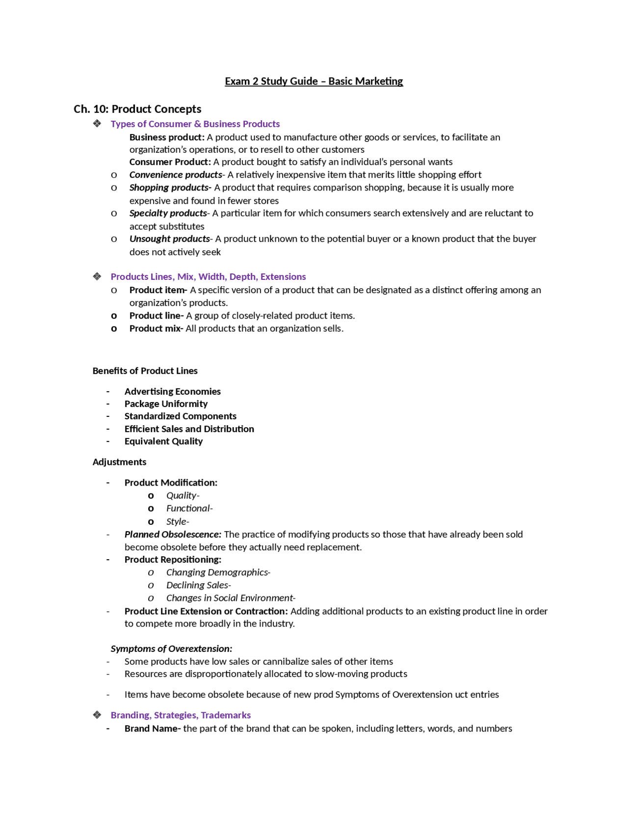 Exam 2 Review Basic Marketing. | Exams Marketing | Docsity