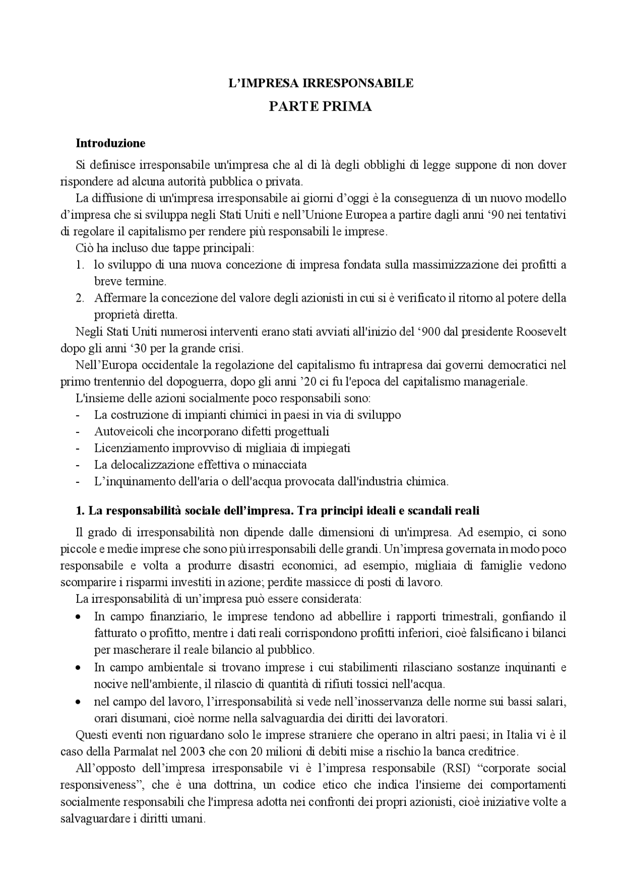L'impresa irresponsabile | Dispense di Comunicazione Professionale ...
