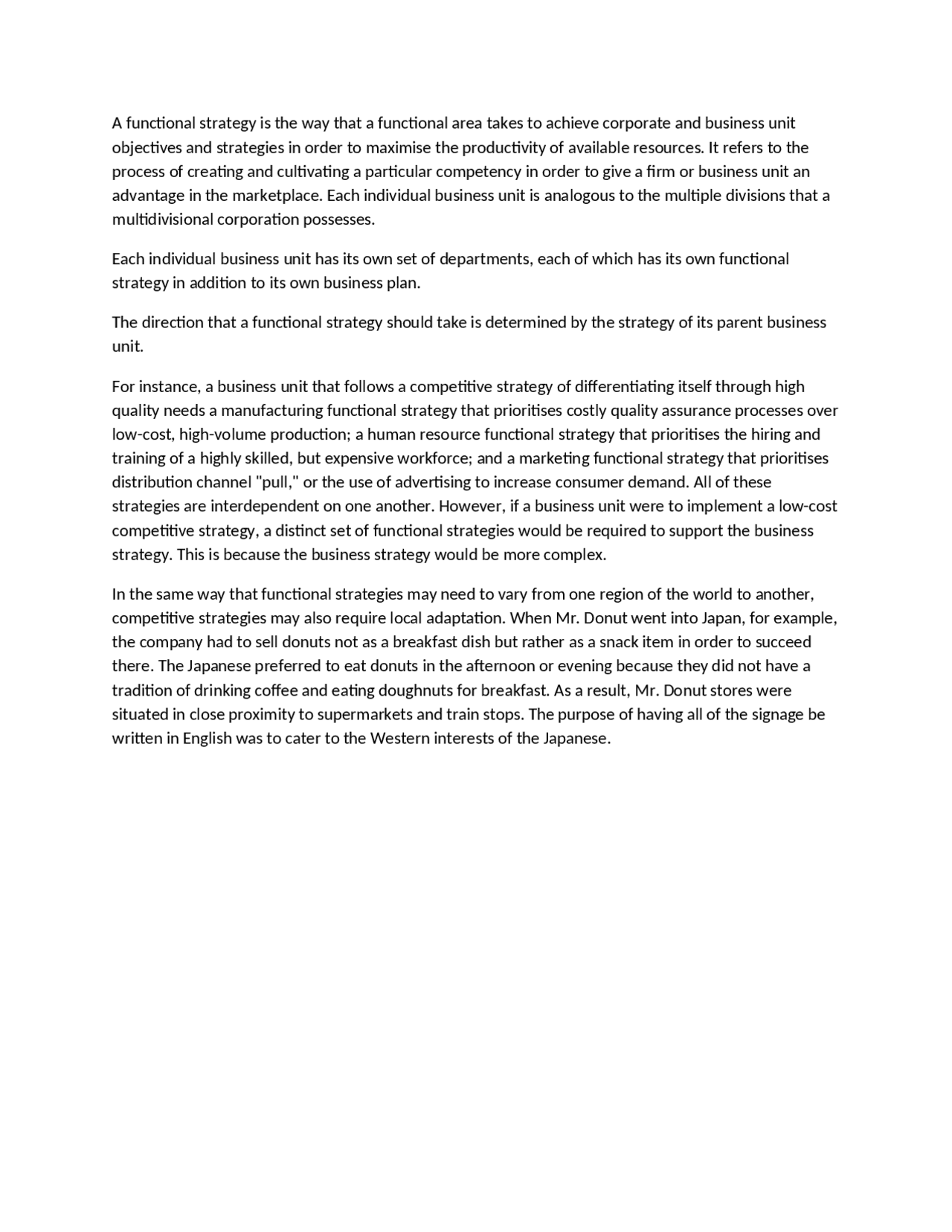 The Functional Strategy Used In Business Management And Practically