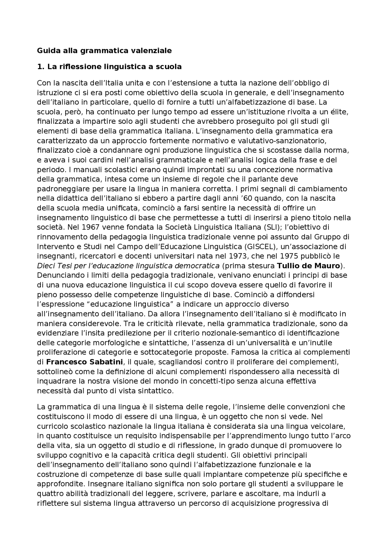 Guida Alla Grammatica Valenziale Schemi E Mappe Concettuali Di Lingua