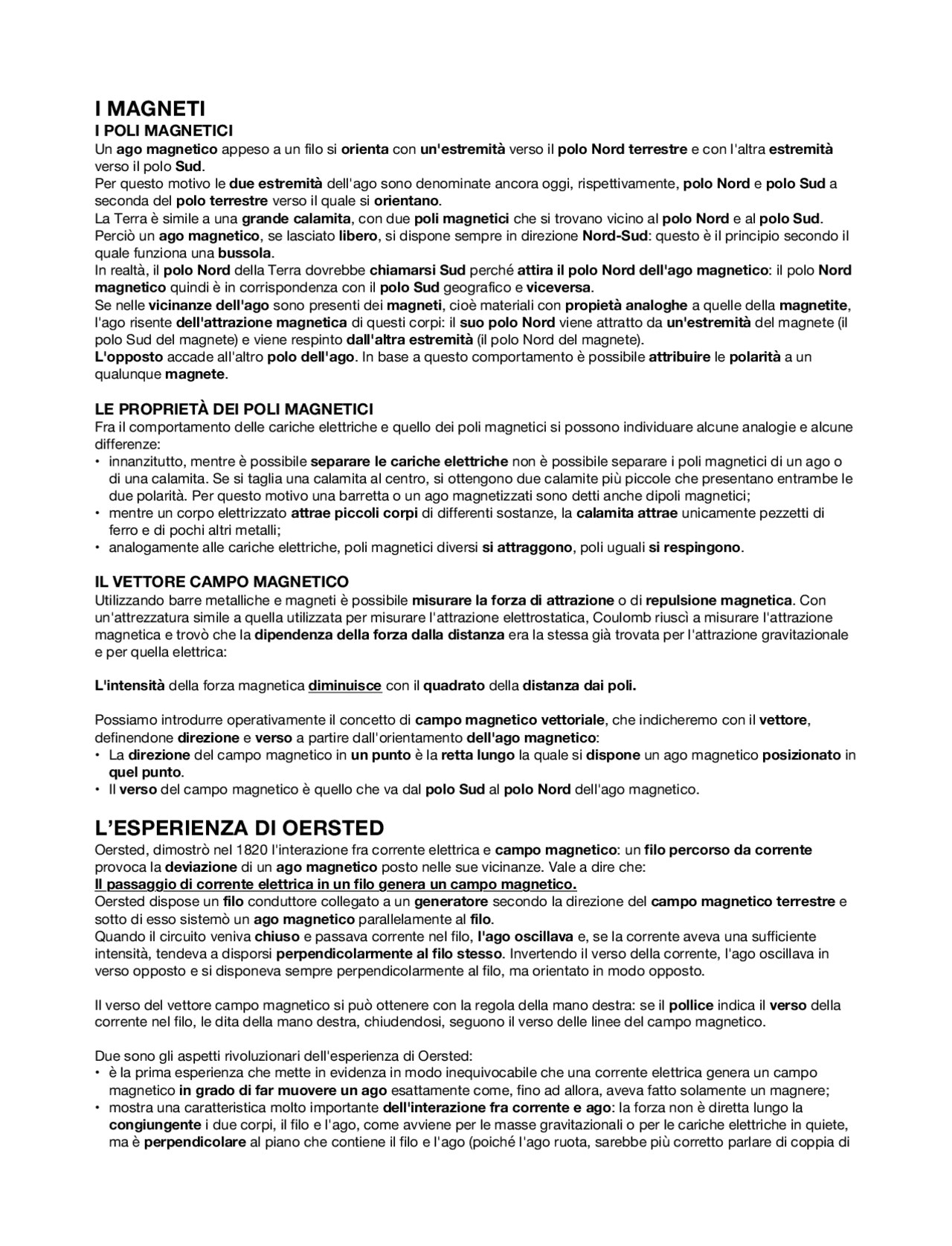 Il campo magnetico fisica | Appunti di Fisica | Docsity
