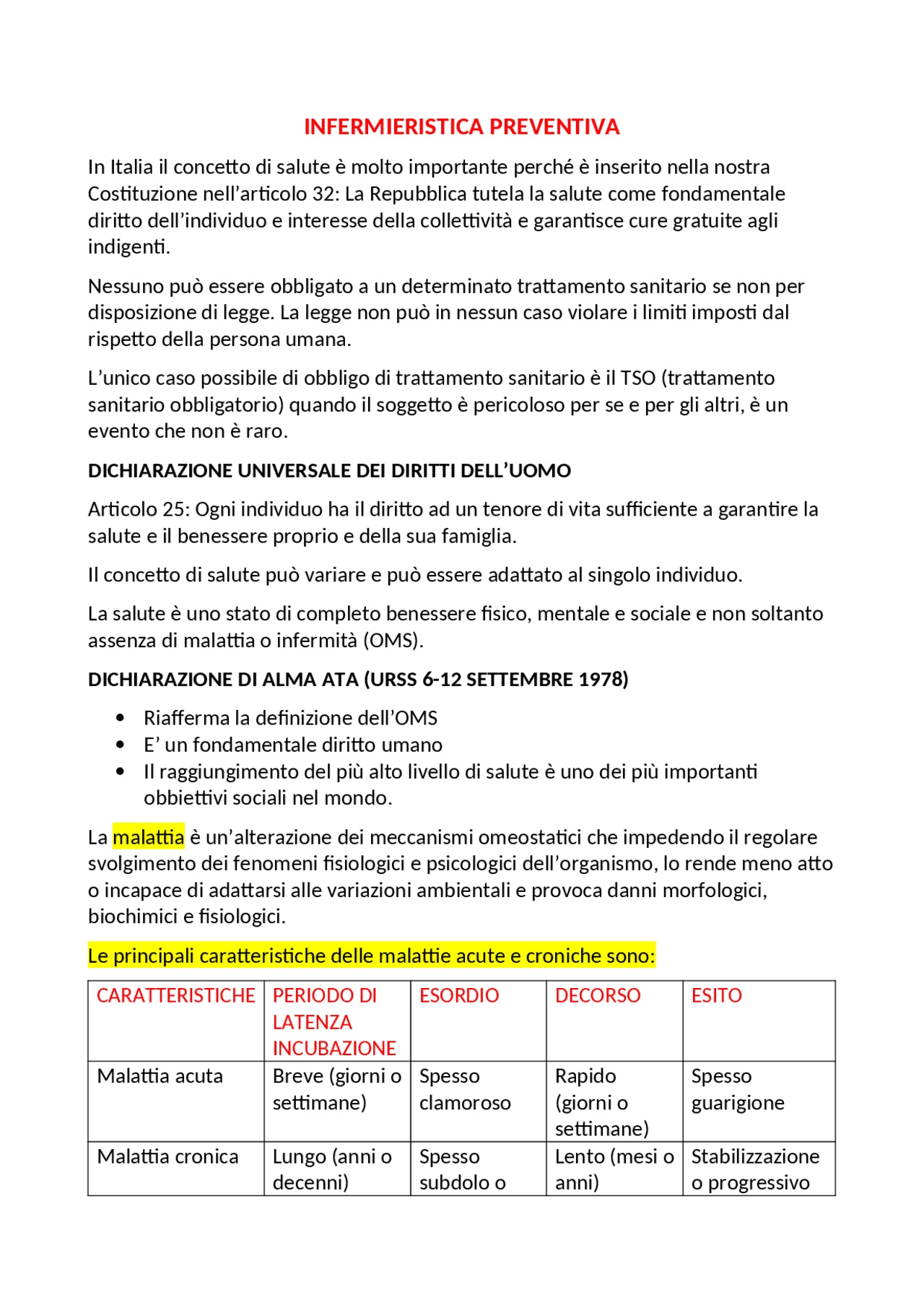 Infermieristica Preventiva Appunti Dispense Di Infermieristica Docsity