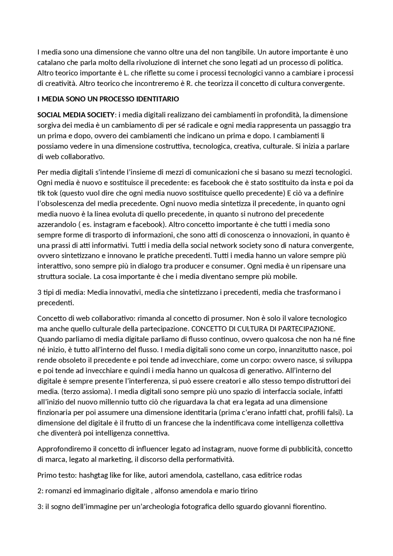 Appunti delle lezioni di media classici e digitali | Appunti di Sociologia Dei Media | Docsity