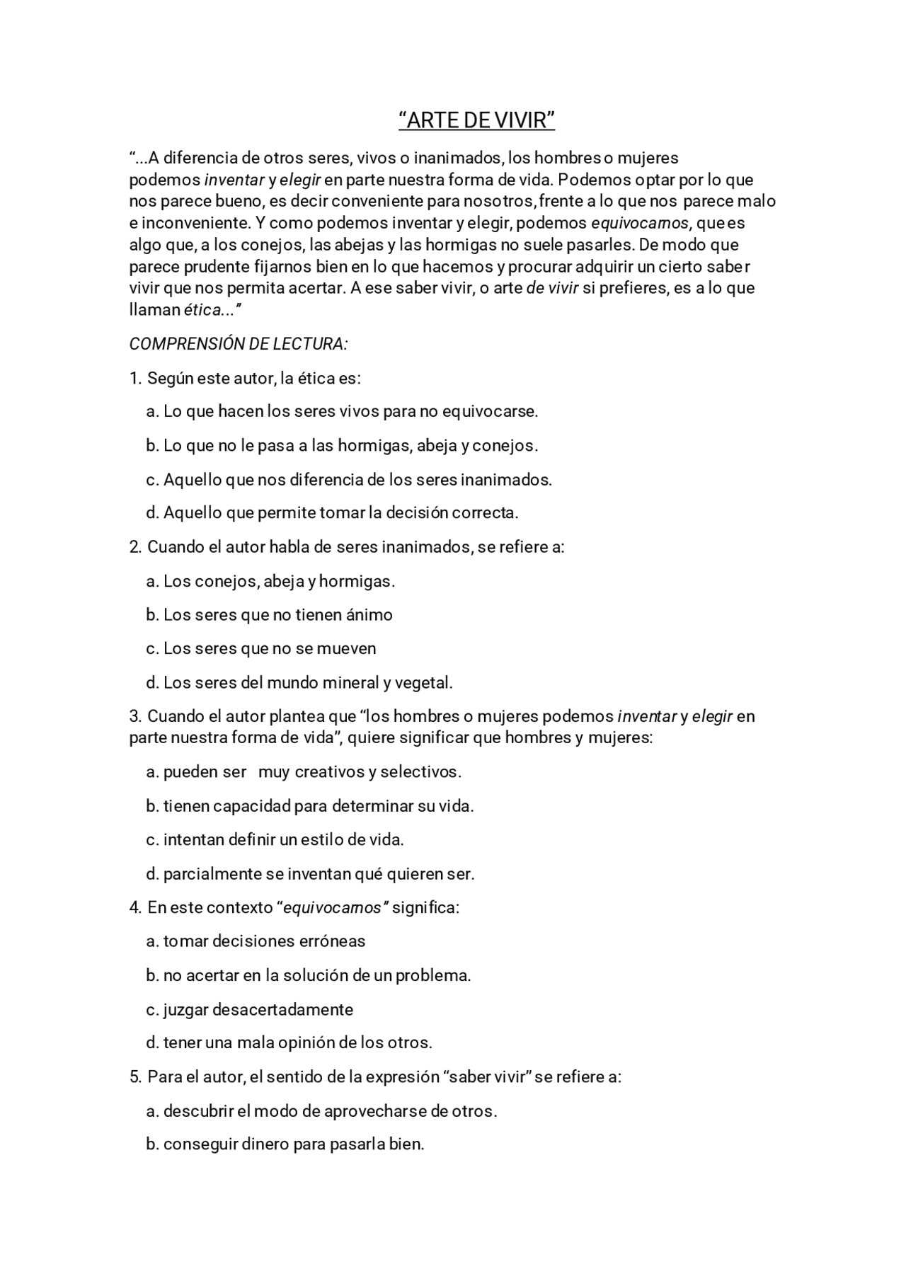 Control De La Lectura Etica Apuntes De Ética Docsity