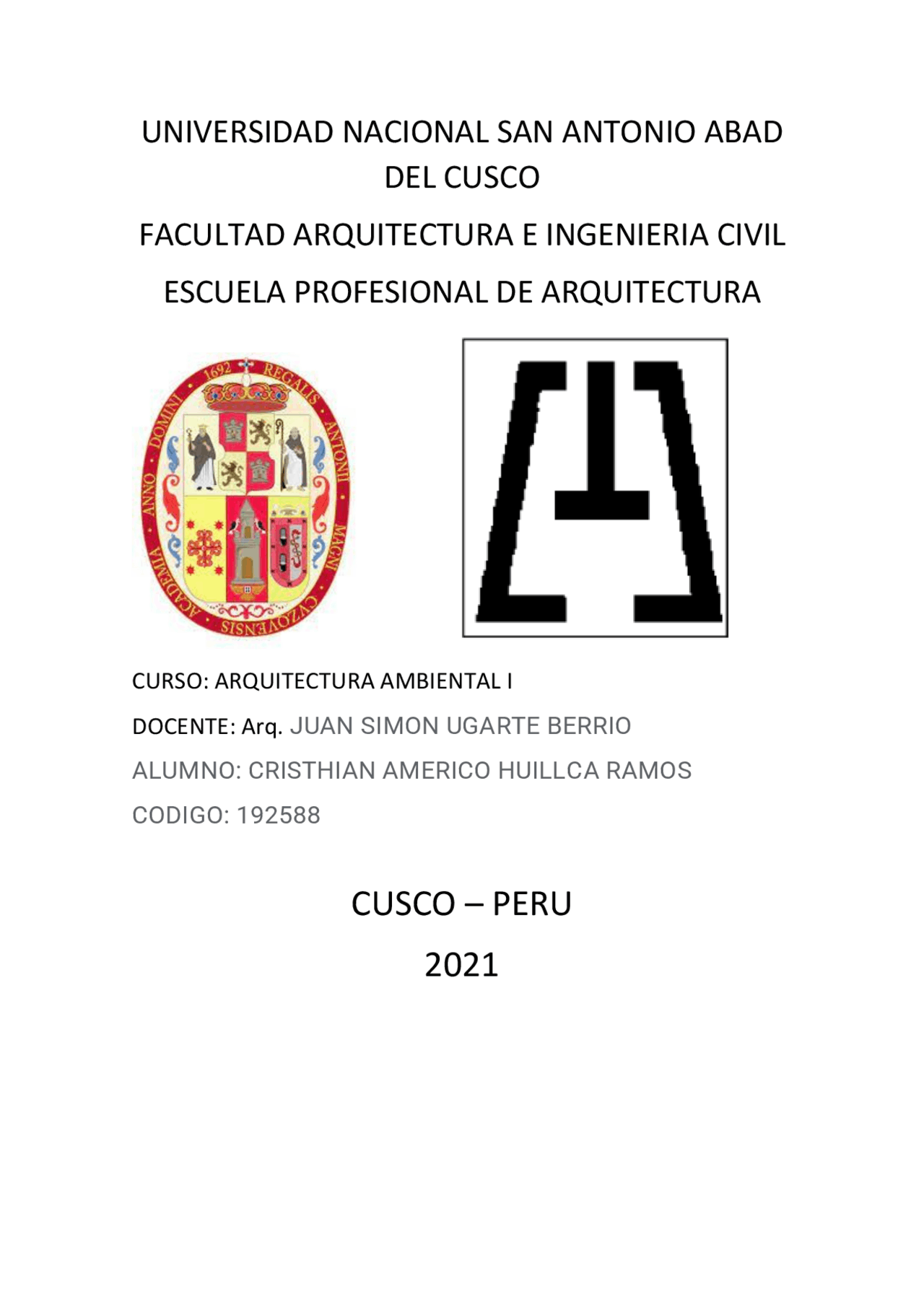 Arquitectura Ambiental Ejercicios De Arquitectura Docsity