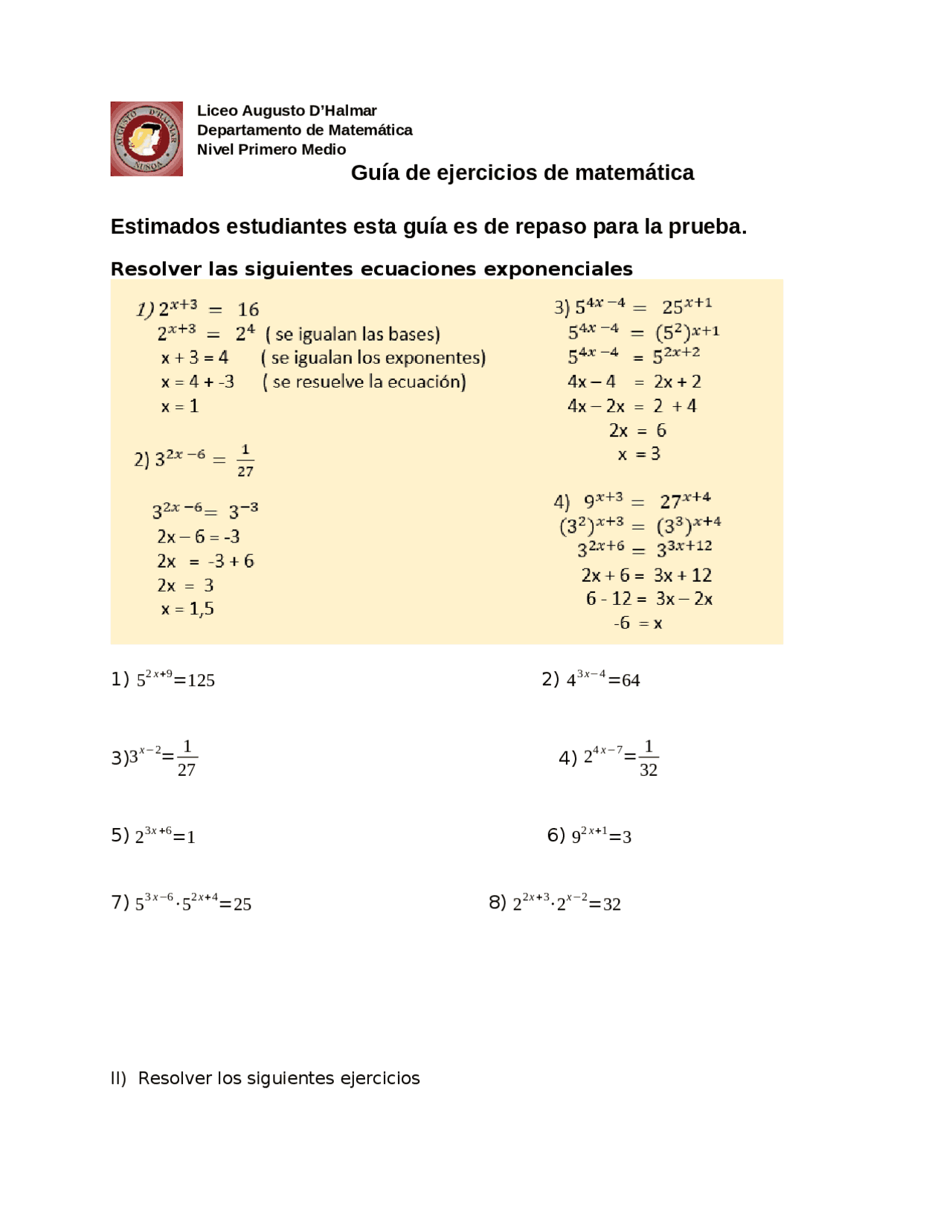 Ejercicos De Matematicas Ejercicios De Matemáticas Orientadas A Las