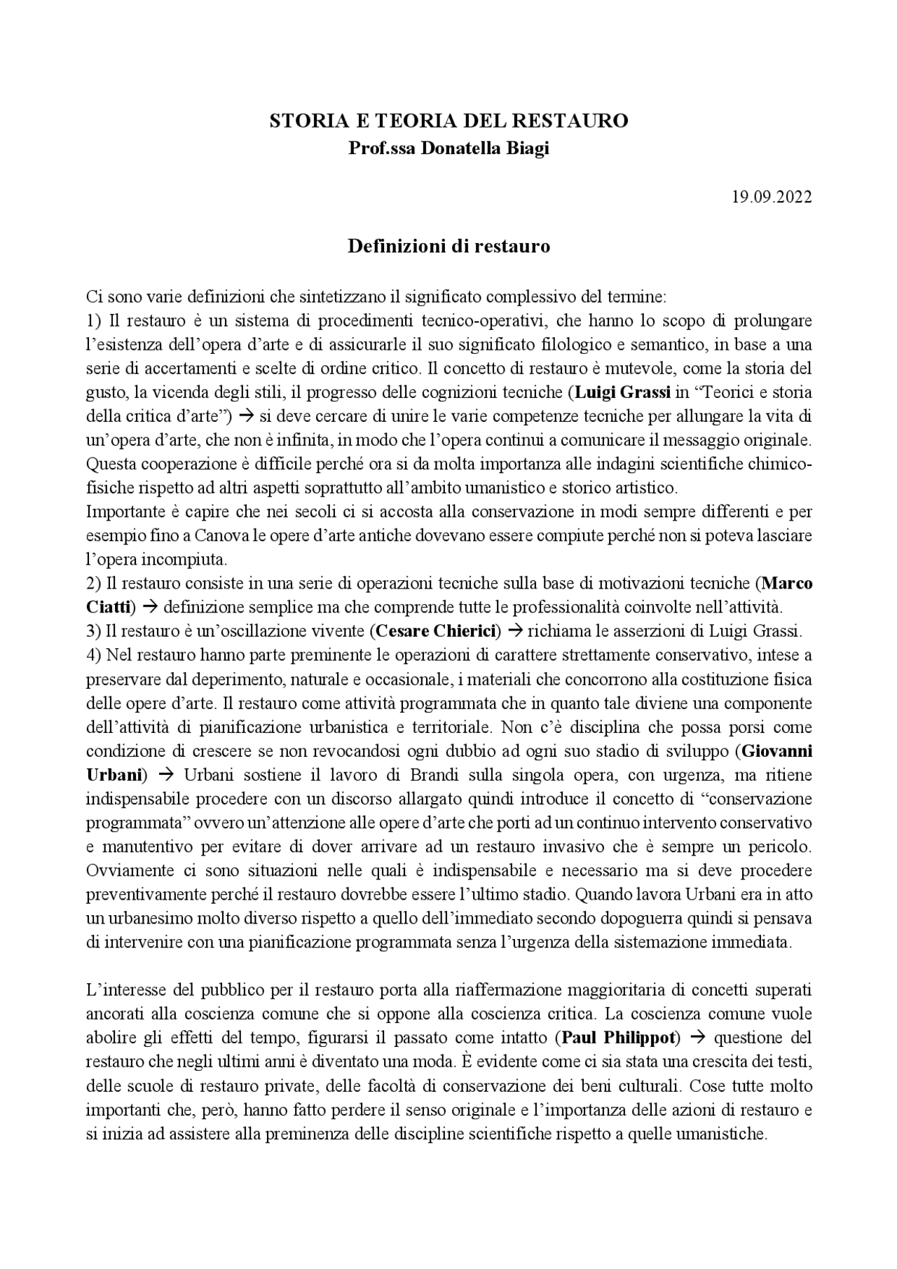 Appunti Storia E Teoria Del Restauro Appunti Di Restauro Docsity