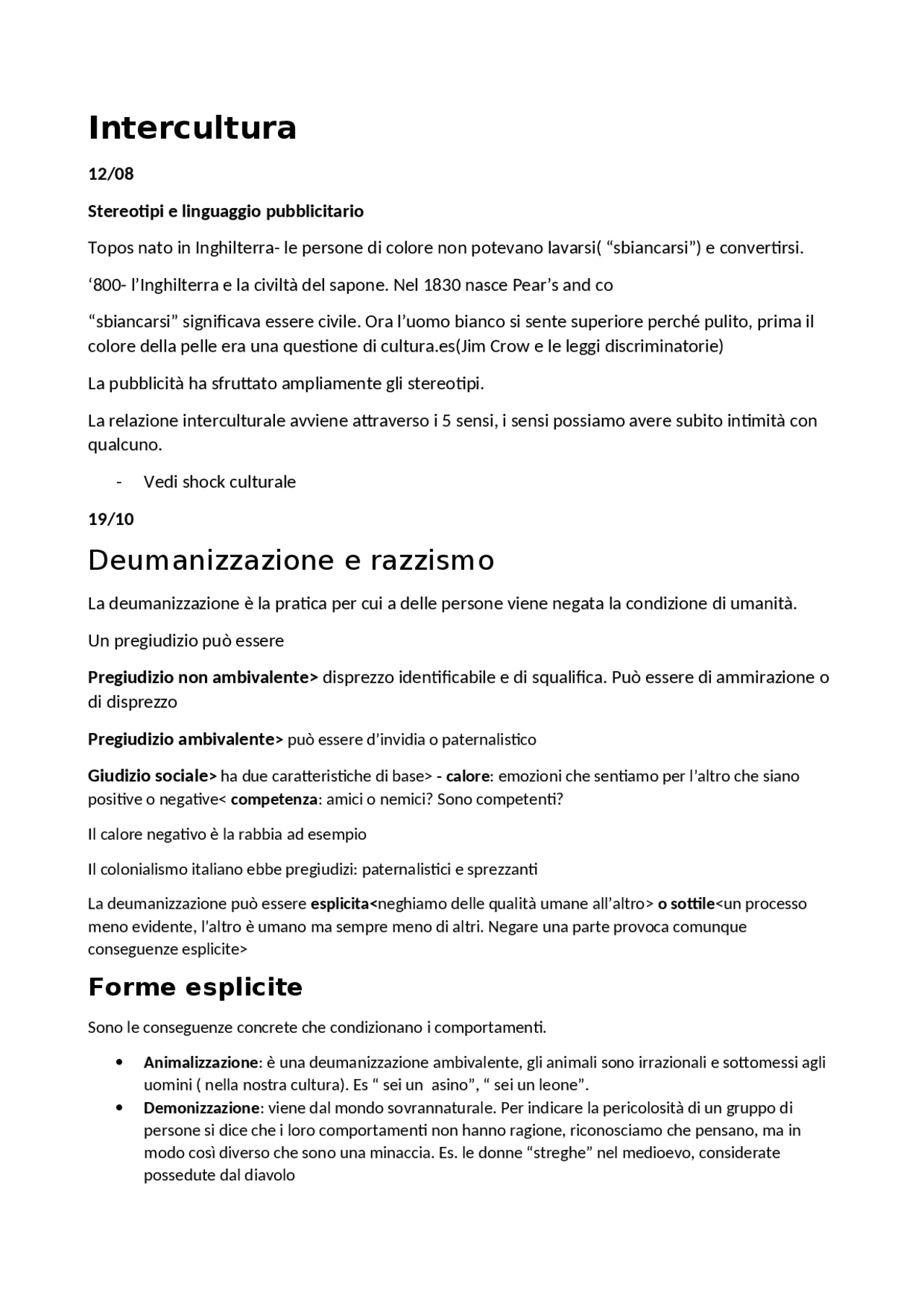 Intercultura Appunti Appunti Di Comunicazione Interculturale Docsity