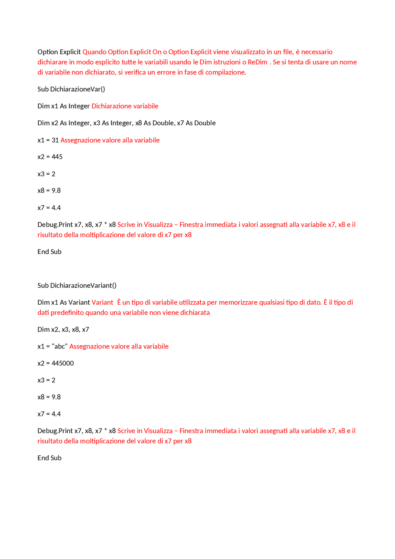 Macro Con Spiegazione Esercizi Di Informatica Gestionale Docsity