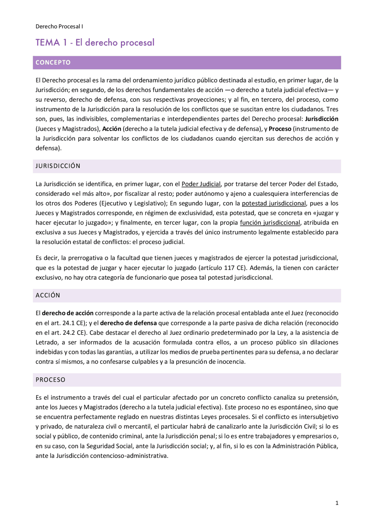 Apuntes De Derecho Procesal I Apuntes De Derecho Procesal Docsity