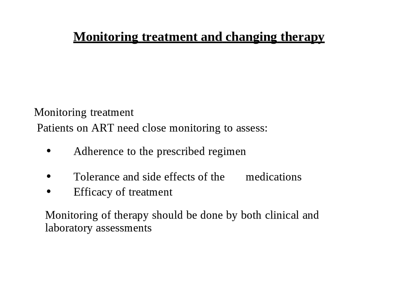 Monitoring treatment | Exams Medicine | Docsity