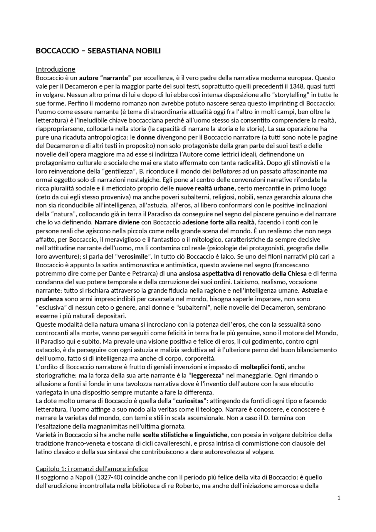 Giovanni Boccaccio | Sintesi del corso di Letteratura Italiana | Docsity