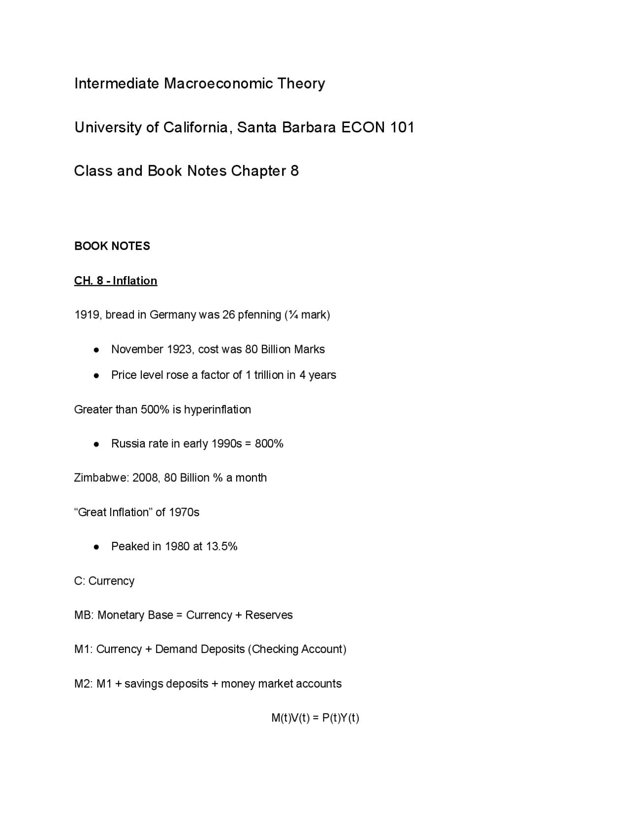Ucsb Econ 101 Intermediate Macroeconomic Theory Chapter 8 Book Notes