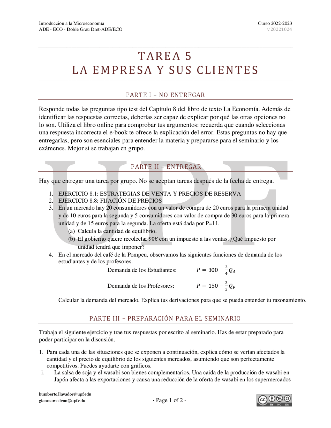 Tarea 5 Microeconomia Ejercicios De Microeconomía Docsity