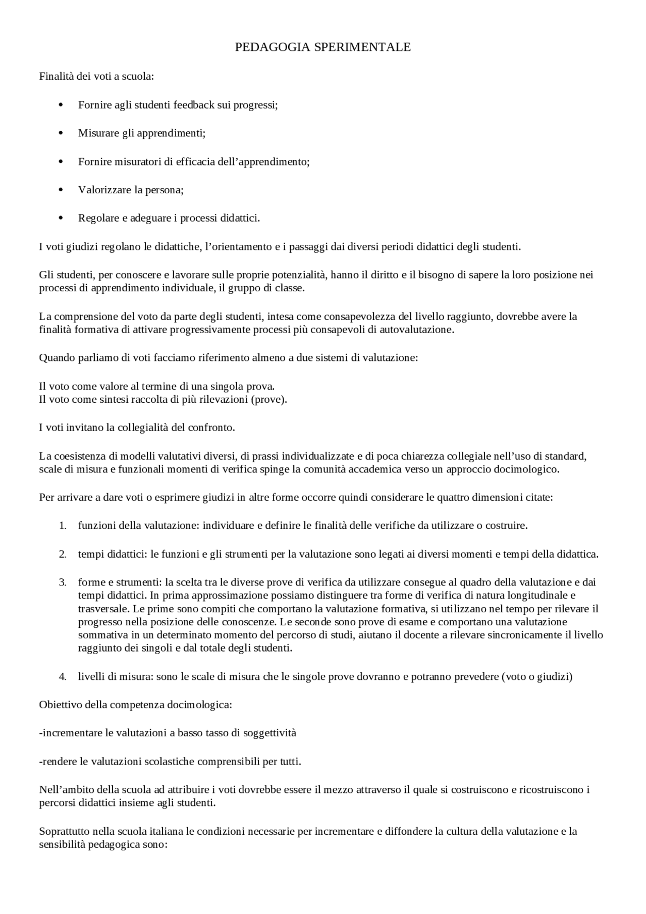Pedagogia Sperimentale Appunti Di Pedagogia Sperimentale Docsity