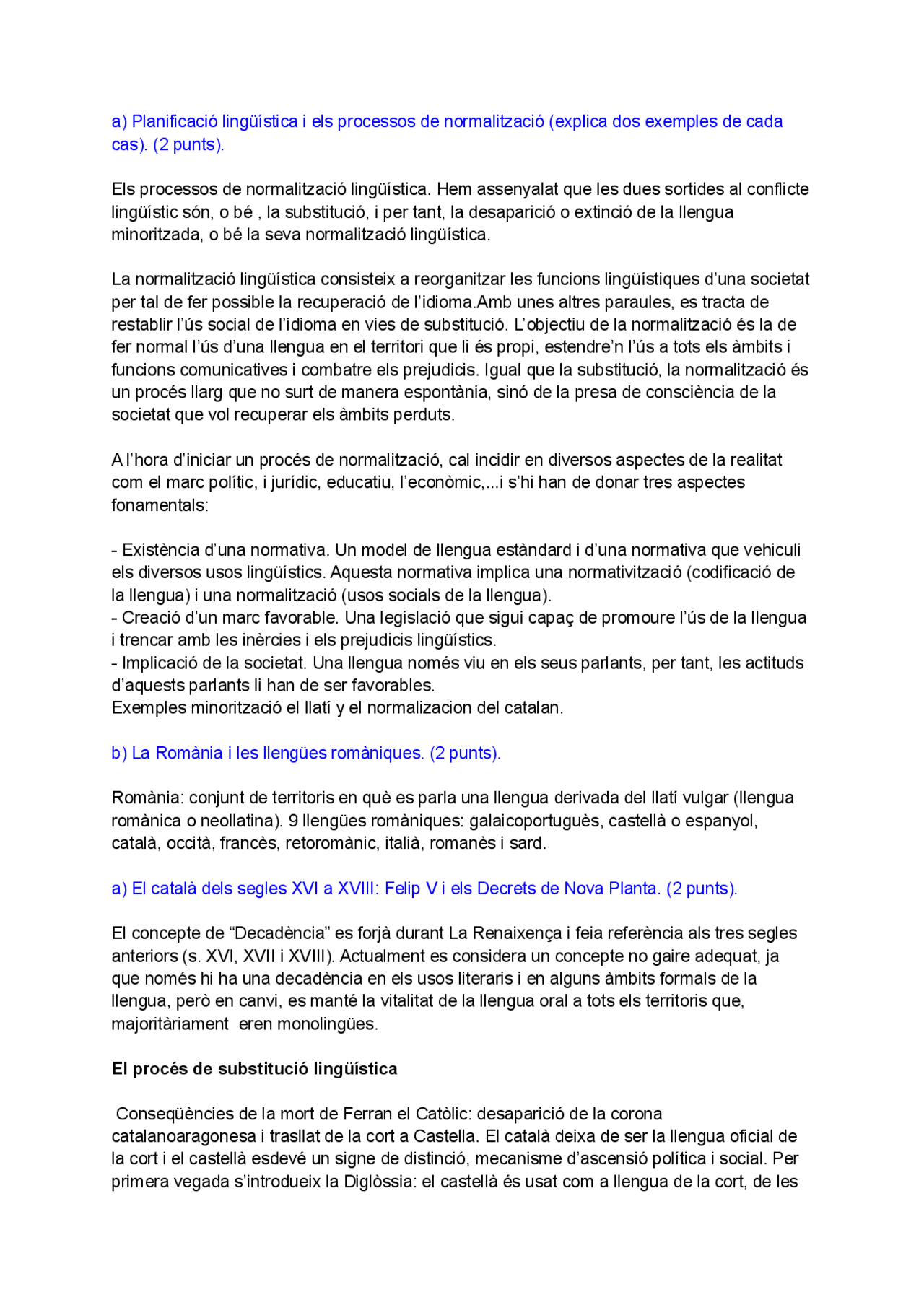 Preguntas de catalan | Tesis de Bachillerato de Catalán | Docsity