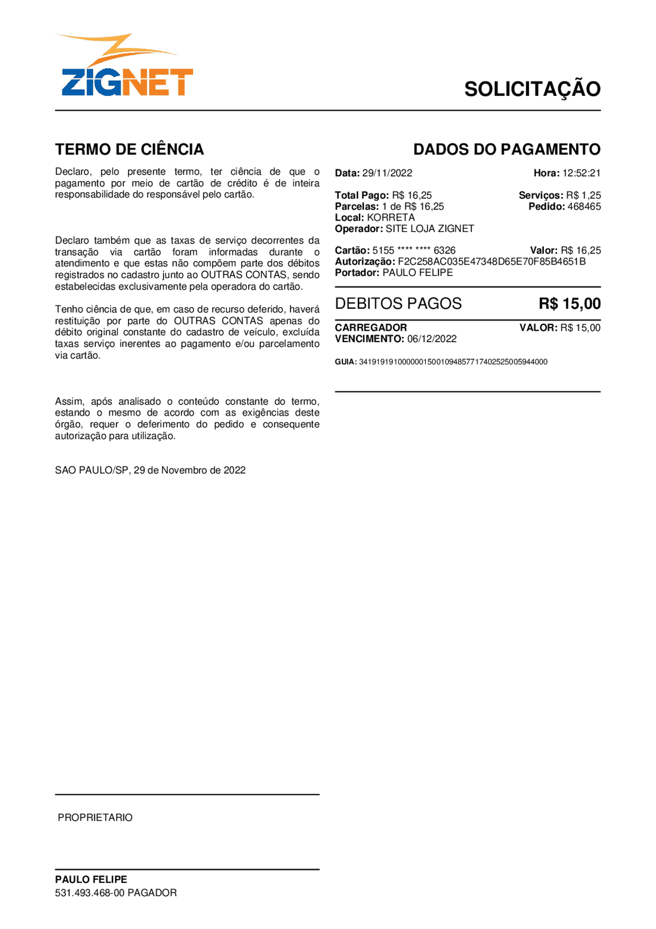 Recibo de pagamento do negocio que comprei | Esquemas Português ...