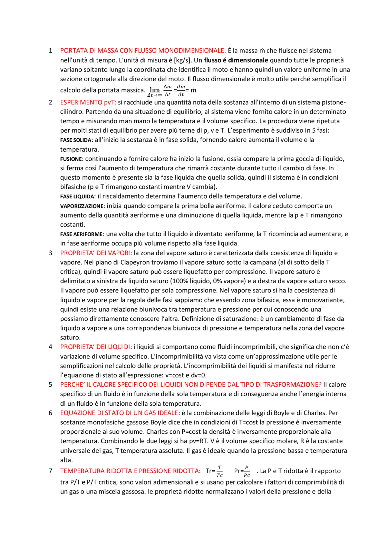 Risposte domande compito Fisica Tecnica | Appunti di Fisica Tecnica | Docsity