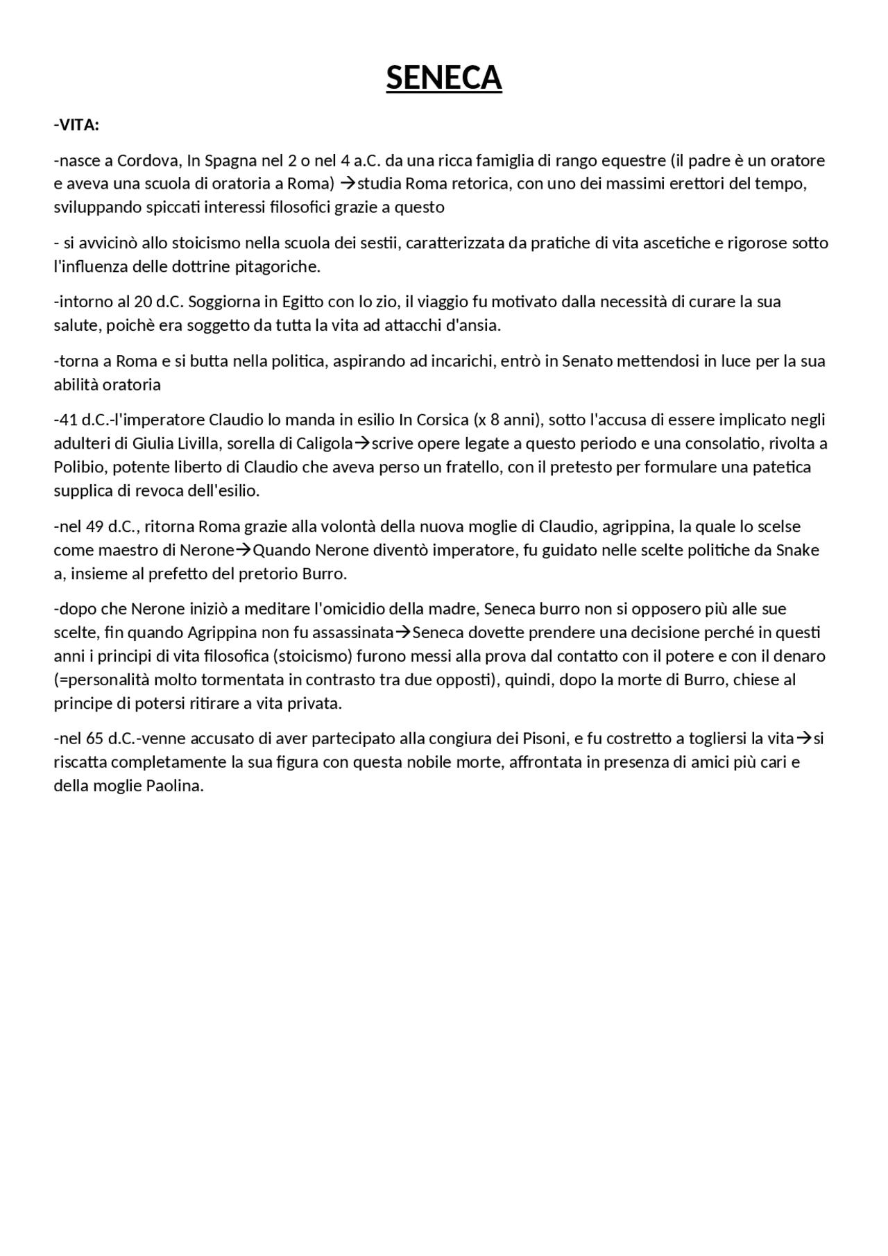 Seneca: Vita e Insegnamenti Filosofici | Schemes and Mind Maps of Latin | Docsity