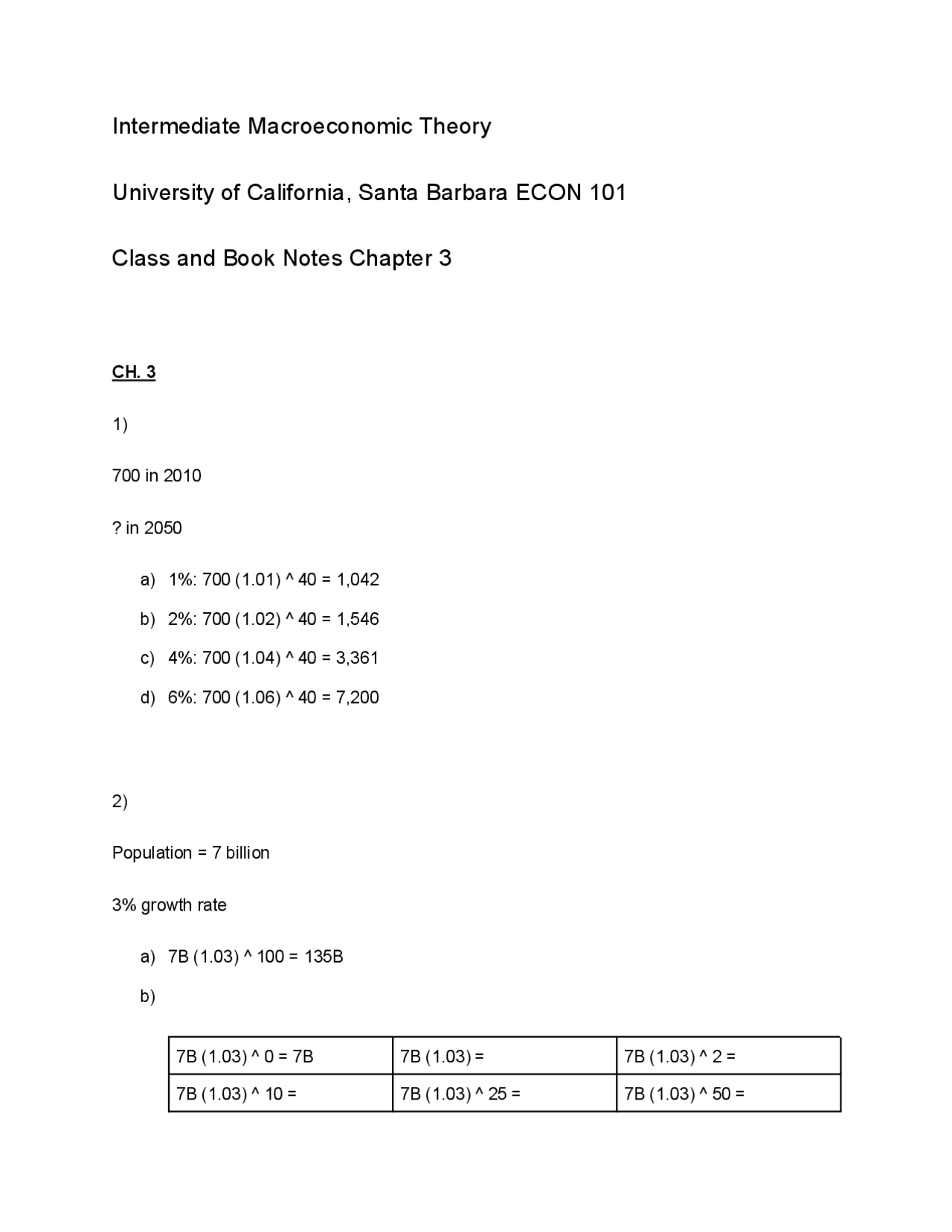 Ucsb Econ 101 Intermediate Macroeconomic Theory Chapter 3 Class Notes Lecture Notes
