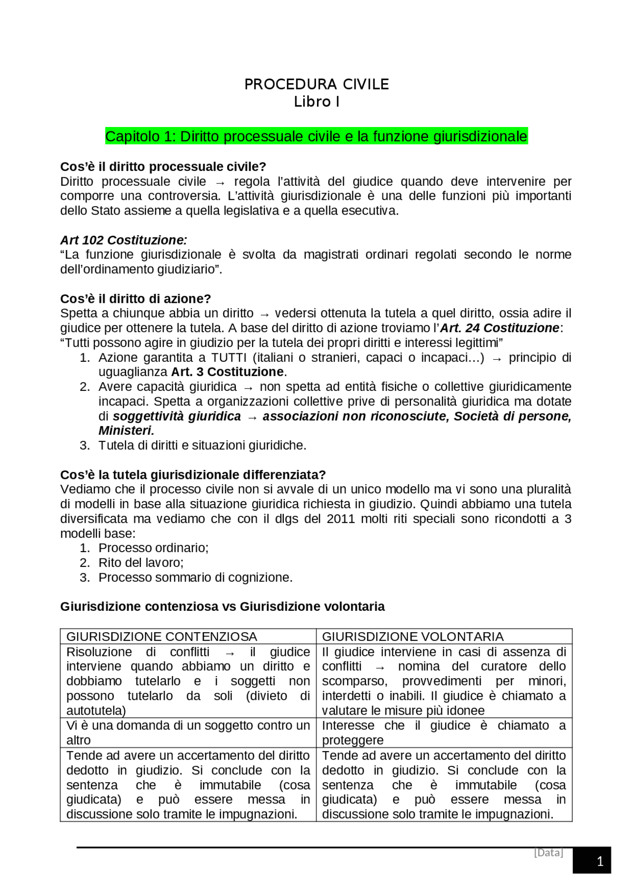 Riassunto del manuale Balena (volume 1) | Appunti di Diritto Processuale Civile | Docsity