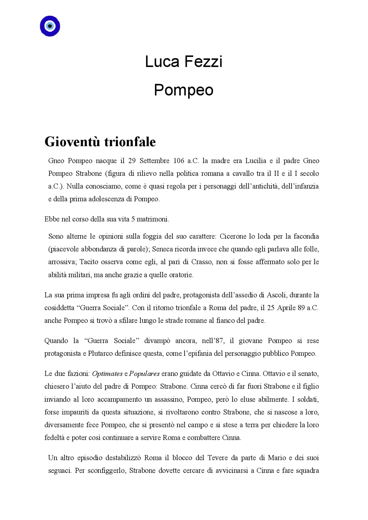 Luca Fezzi Storia romana: Pompeo | Schemi e mappe concettuali di Storia ...