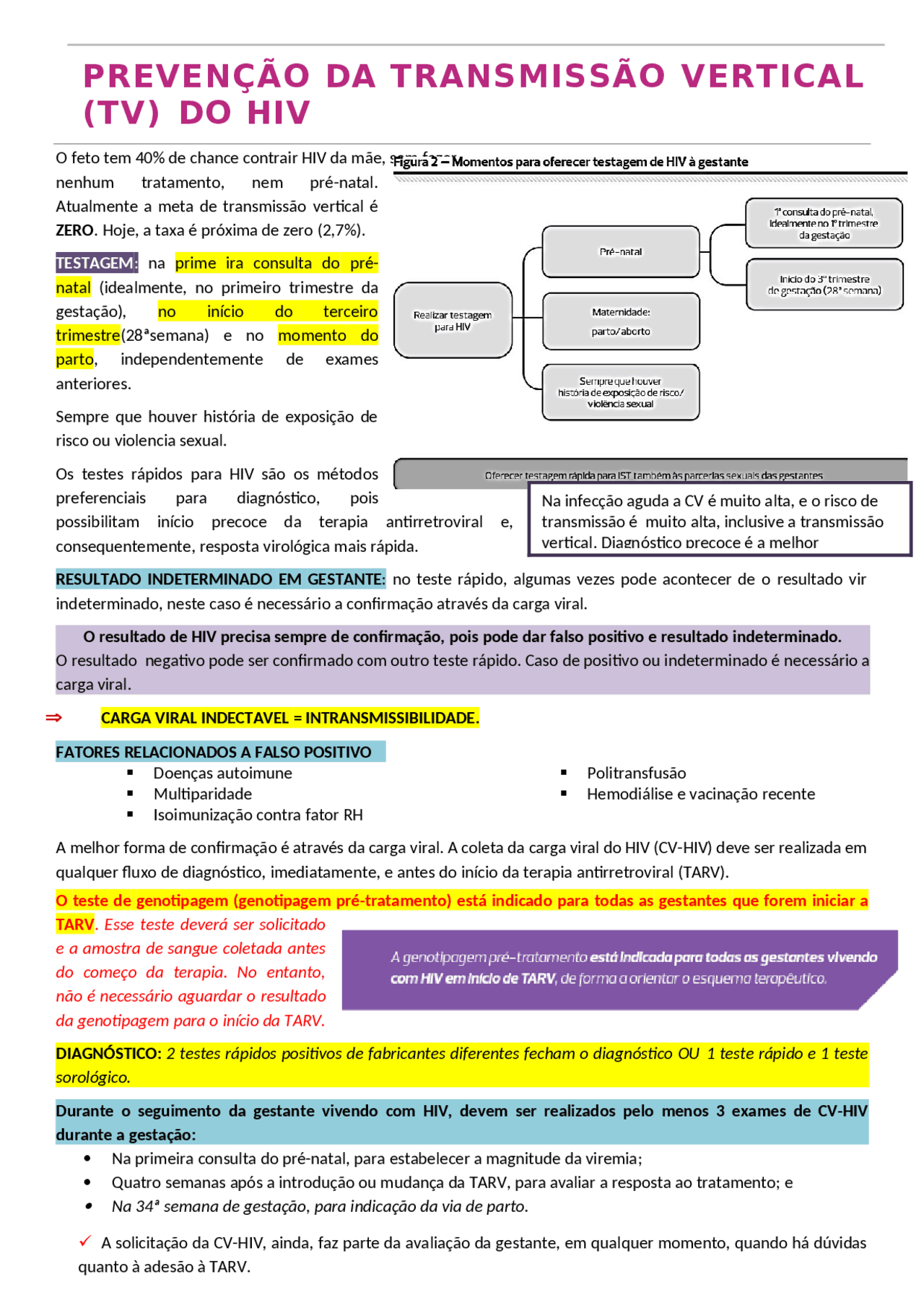 Prevenção da transmissão vertical do HIV | Notas de estudo Medicina ...