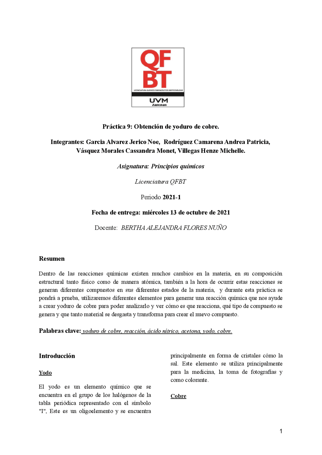 Reporte De Practicas Monografías Ensayos De Procesos Químicos Docsity