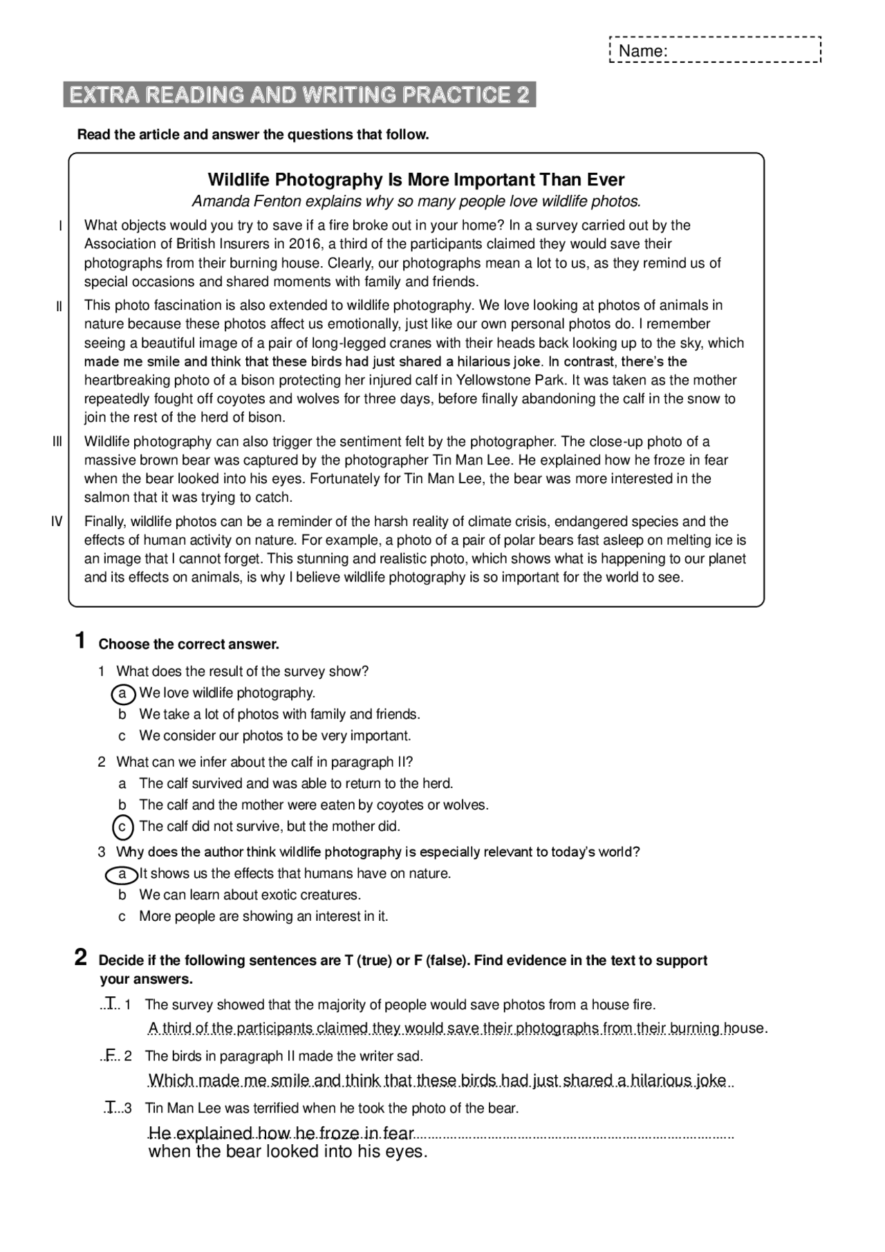 Extra reading practice | Ejercicios de Inglés | Docsity