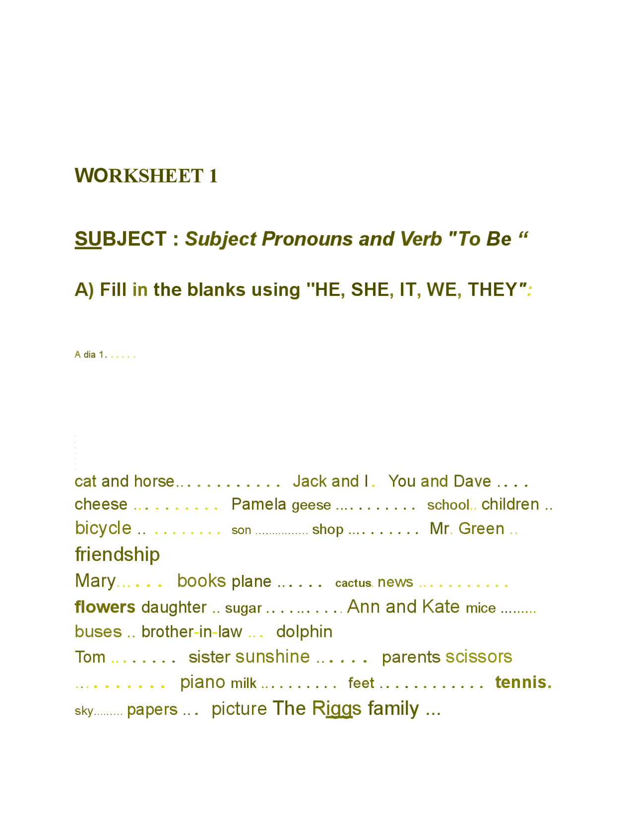 Ejercicios Basico Verb To Be Exercises