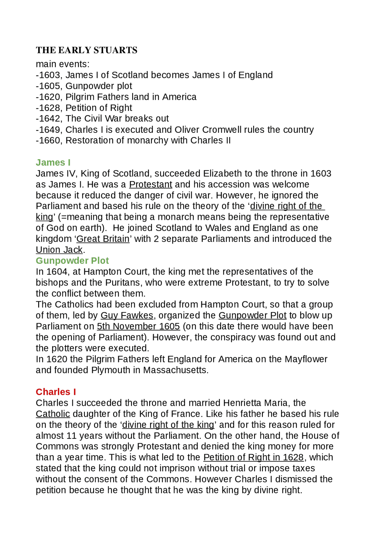 From the early Stuarts (1603) to the early Hanoverians (1727) | Sintesi ...