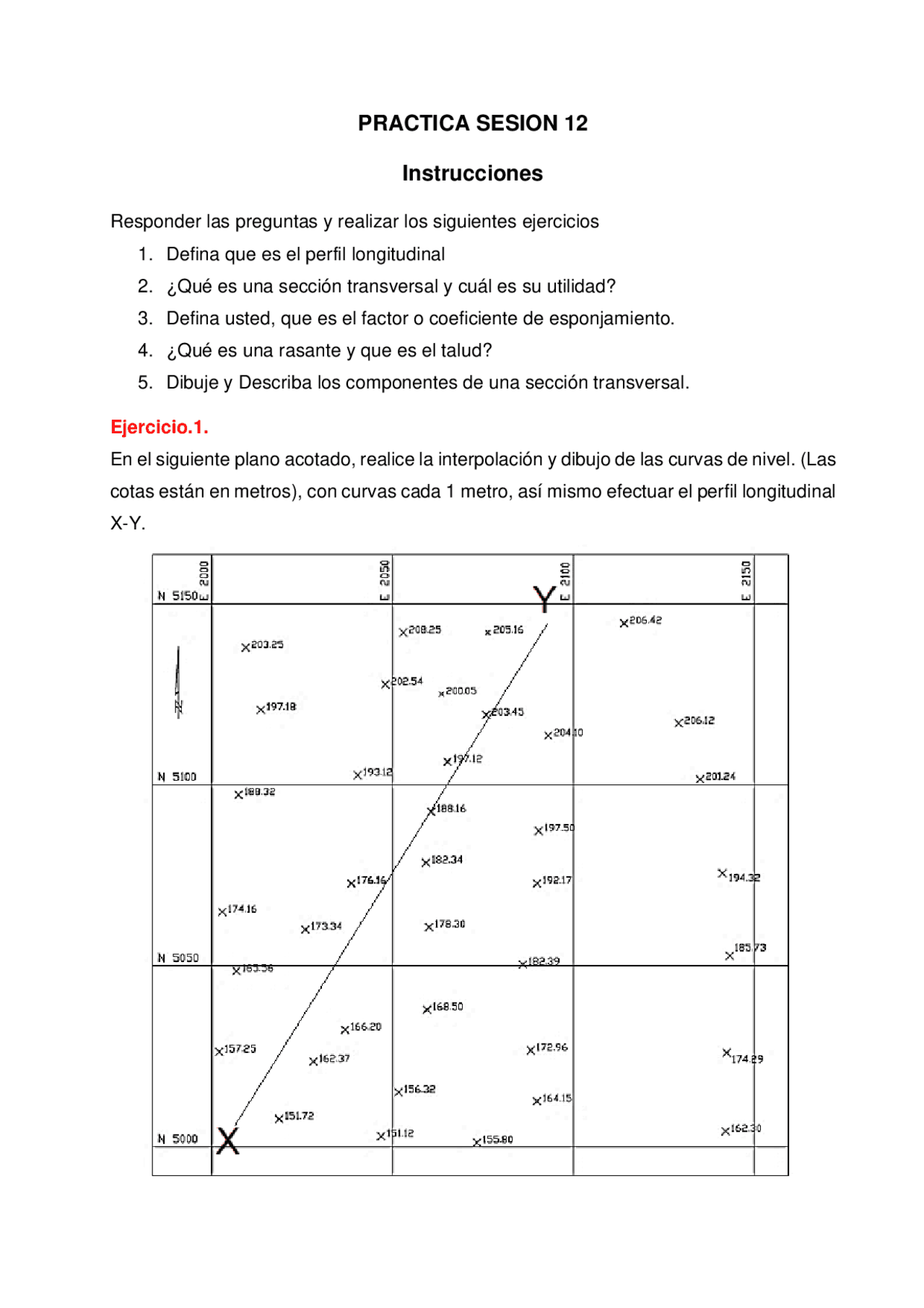 PRACTICA SESION 12 Noviembre 2022 2 | Ejercicios de Topografía | Docsity