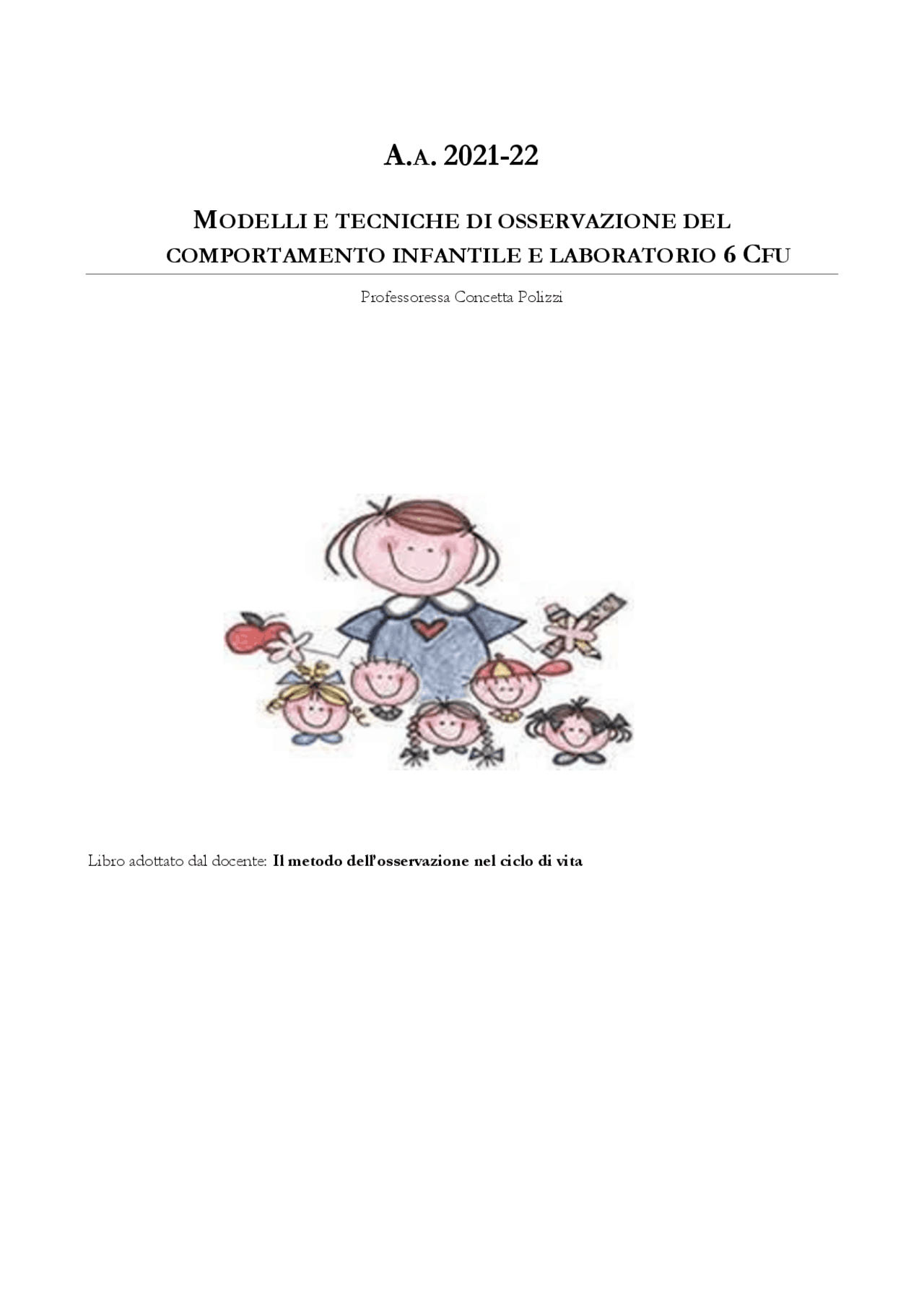 Modelli E Tecniche Di Osservazione Del Comportamento Infantile