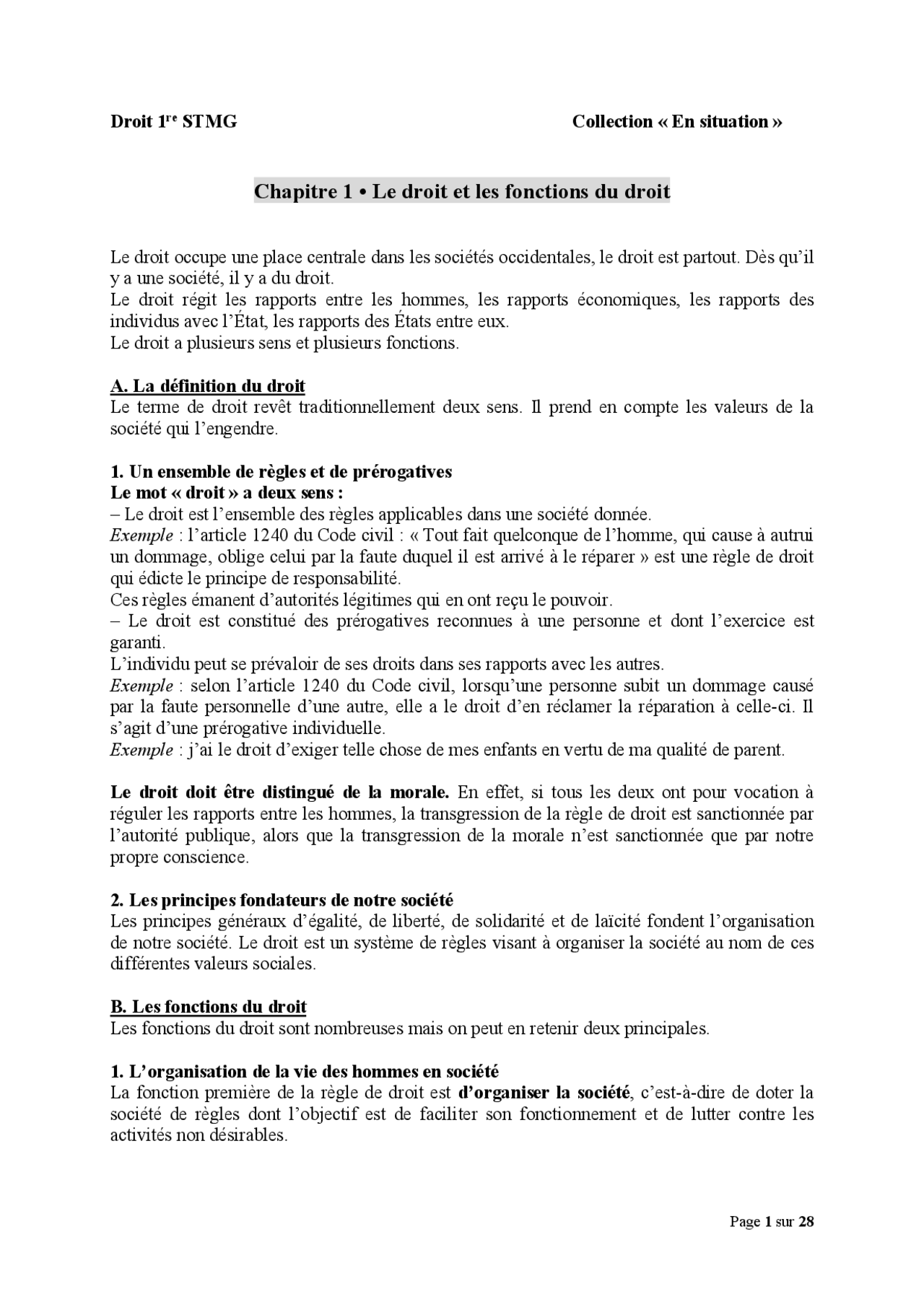 Cours Sur La Source Du Droit Notes Droit Docsity