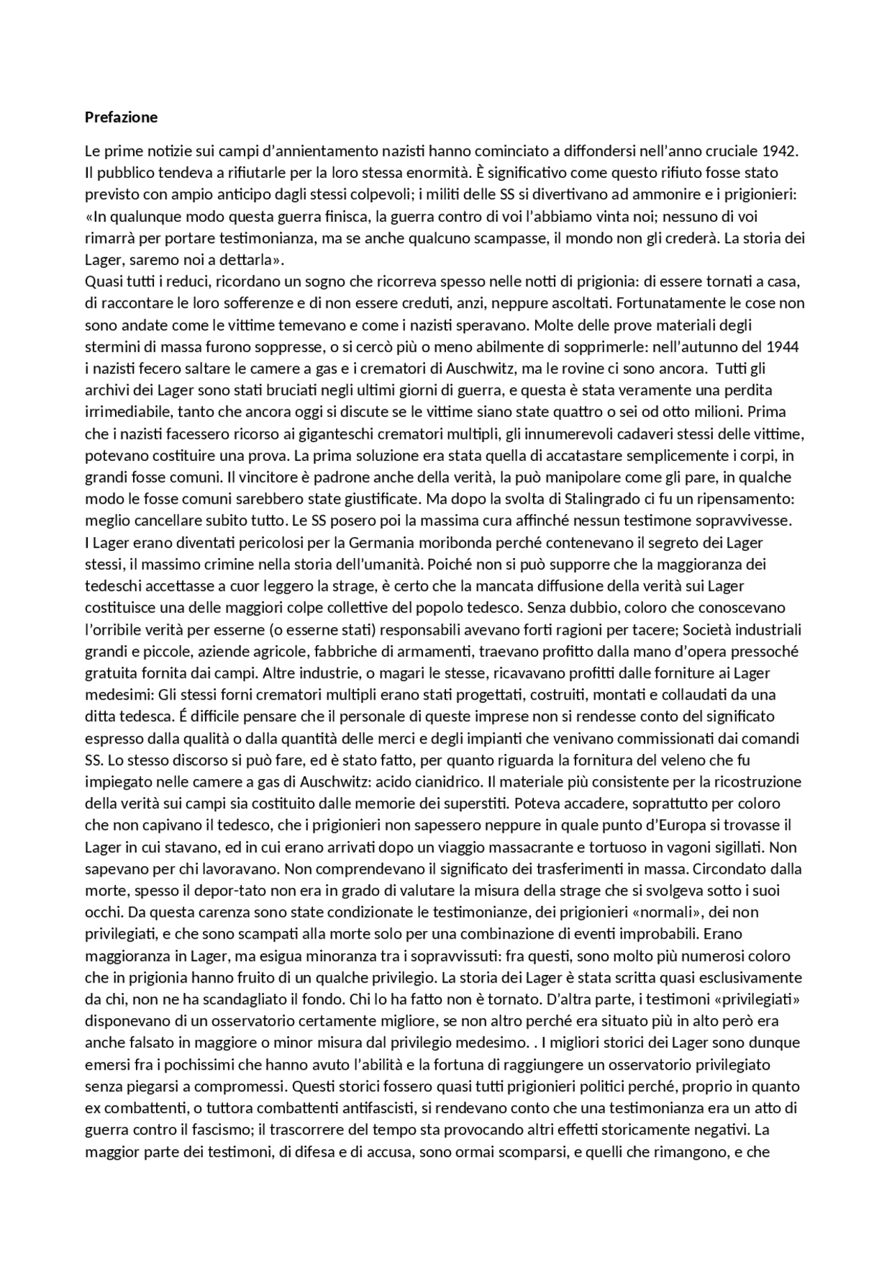 I Sommersi E Salvati Sintesi Del Corso Di Antropologia Docsity