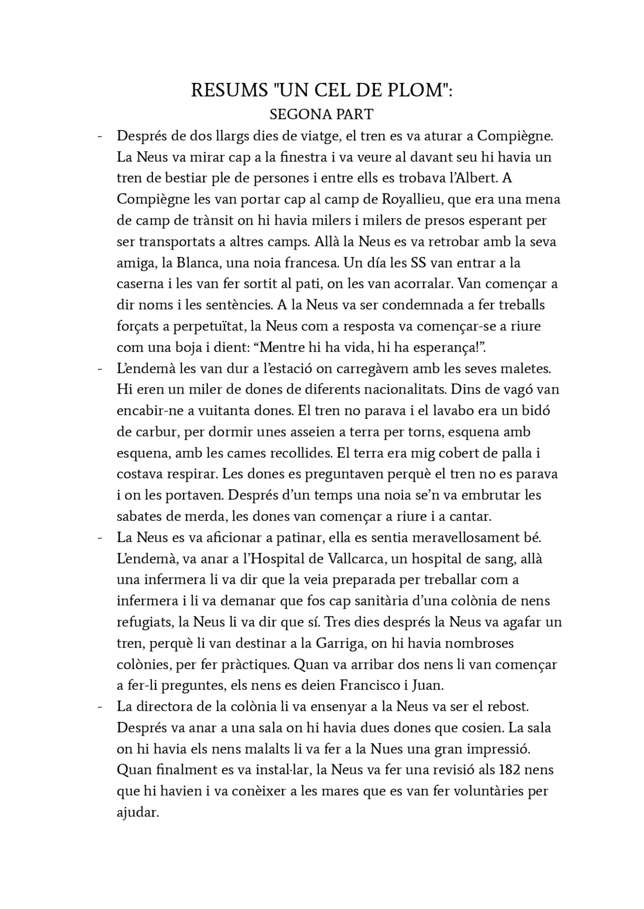 Resumen De Las Parte Dos Es Catalán Resúmenes De Catalán Docsity