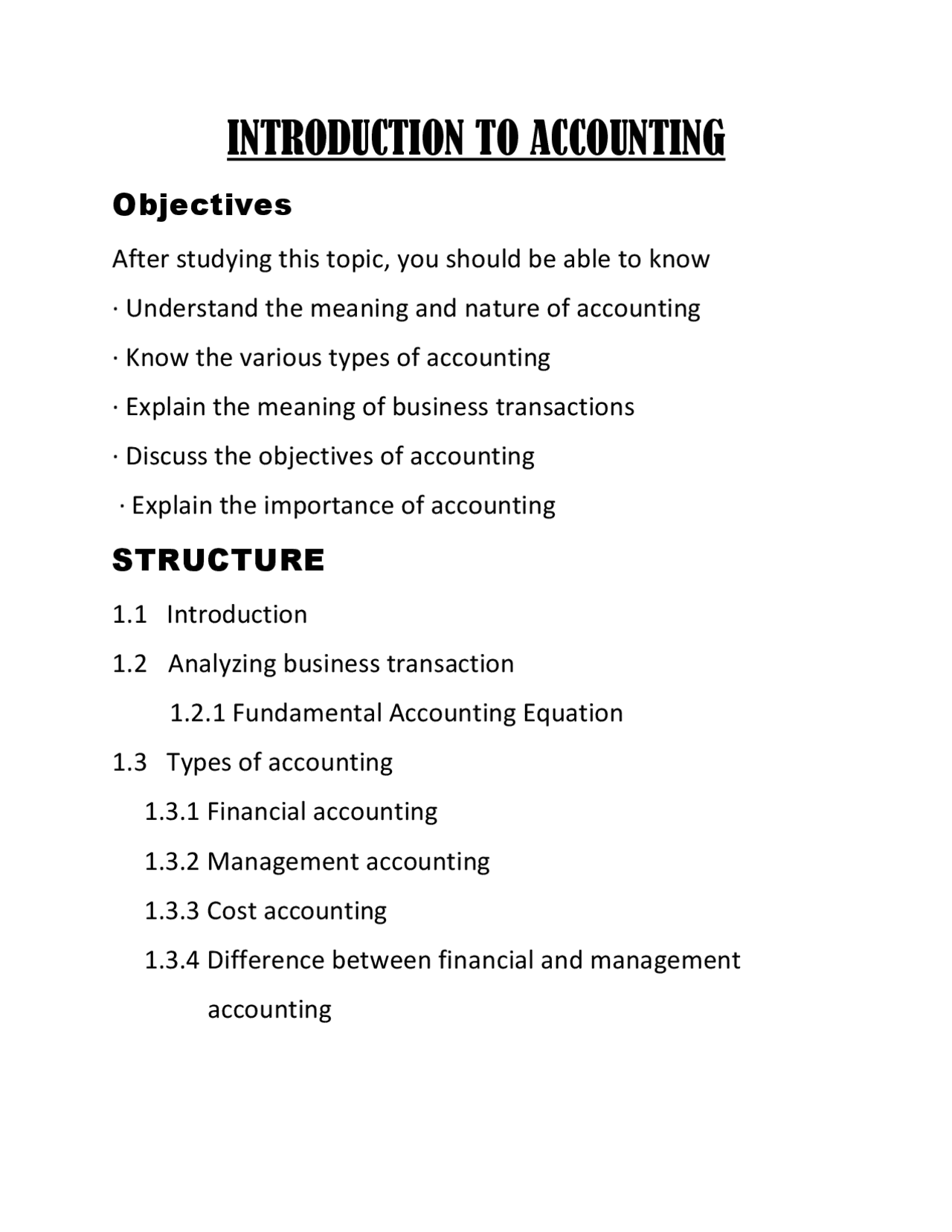 Introduction To Accounting Summaries Business Docsity