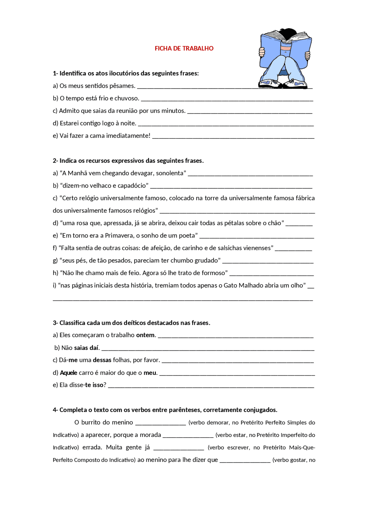 Ficha De Gramática 11º E 12º Exercícios Português Gramática
