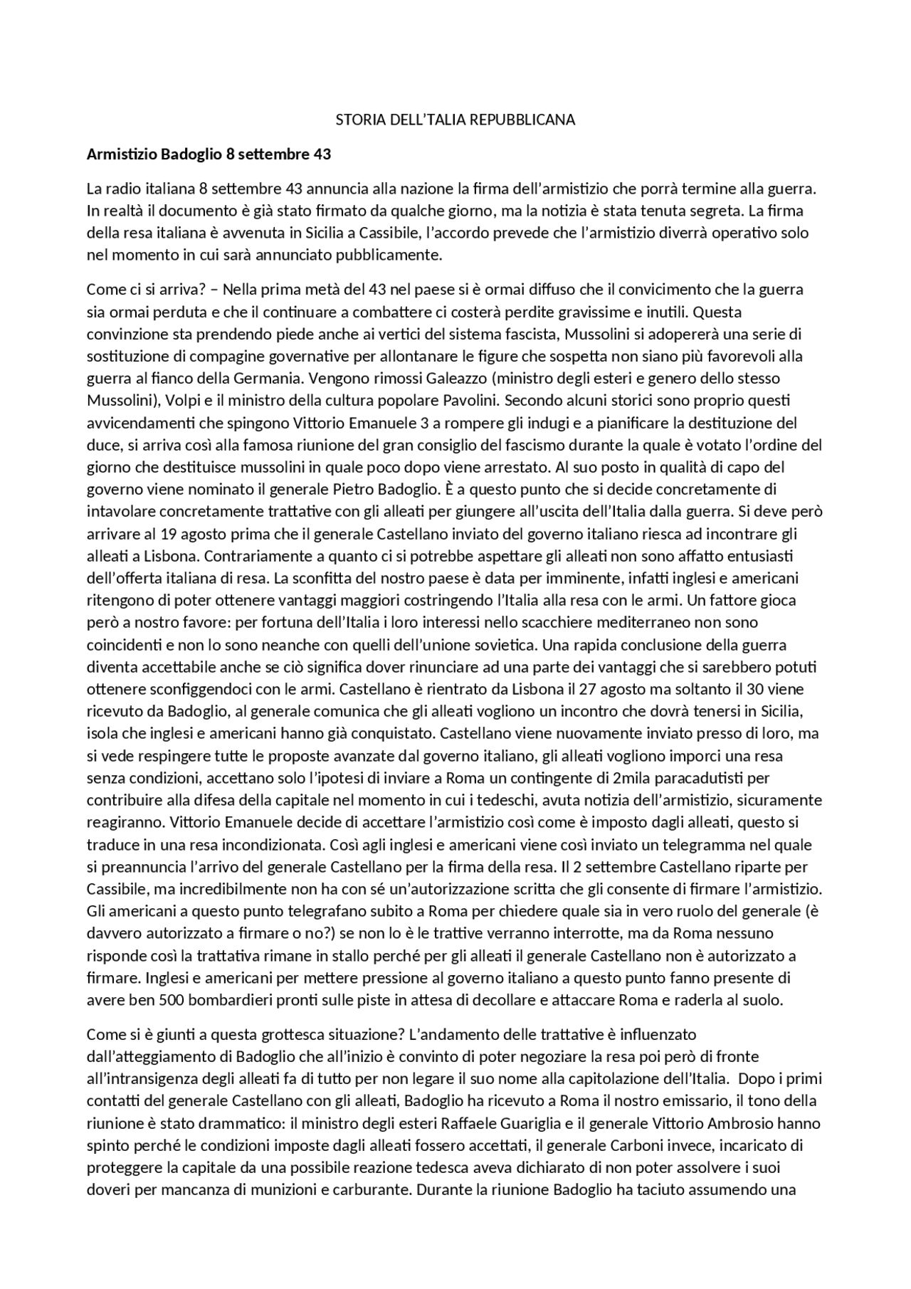 Storia dell'italia repubblicana | Appunti di Storia dell'Italia | Docsity