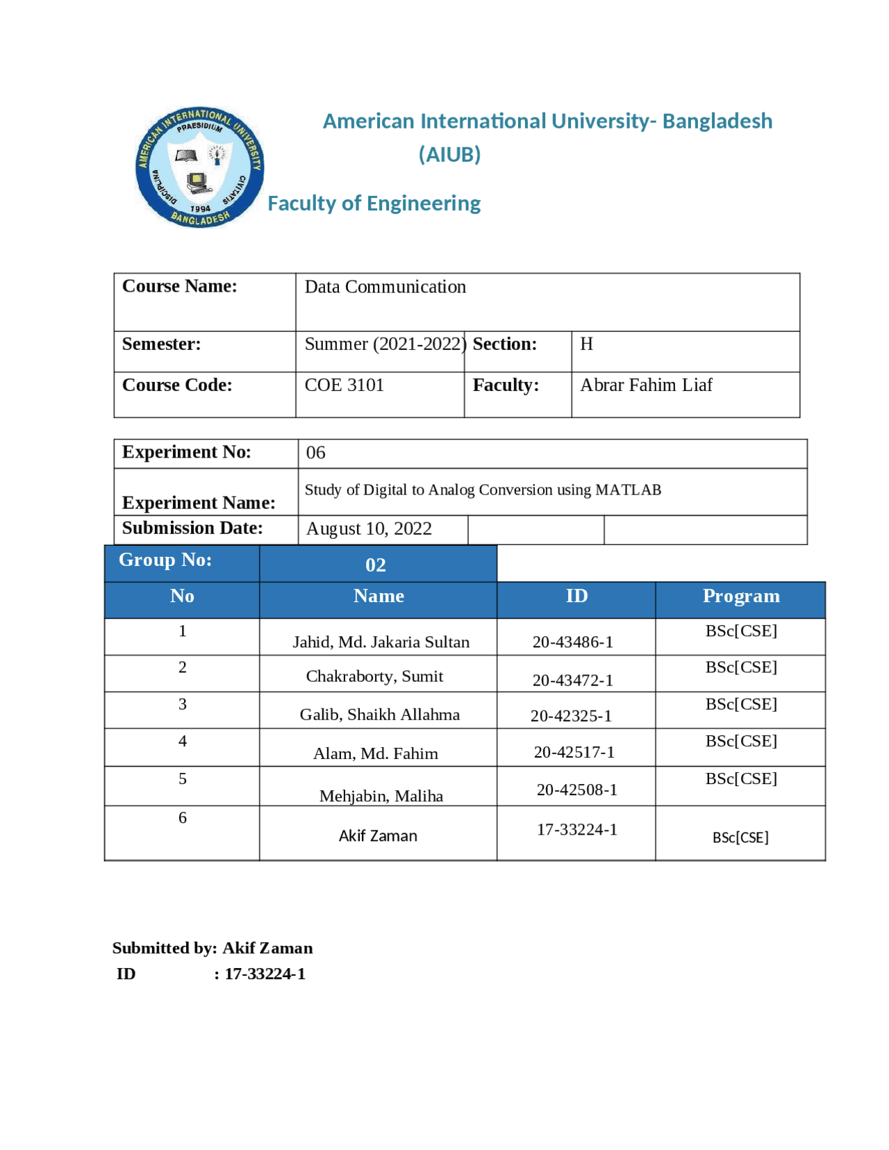 Data Communication Lab Reports Lab Reports Data Communication Systems