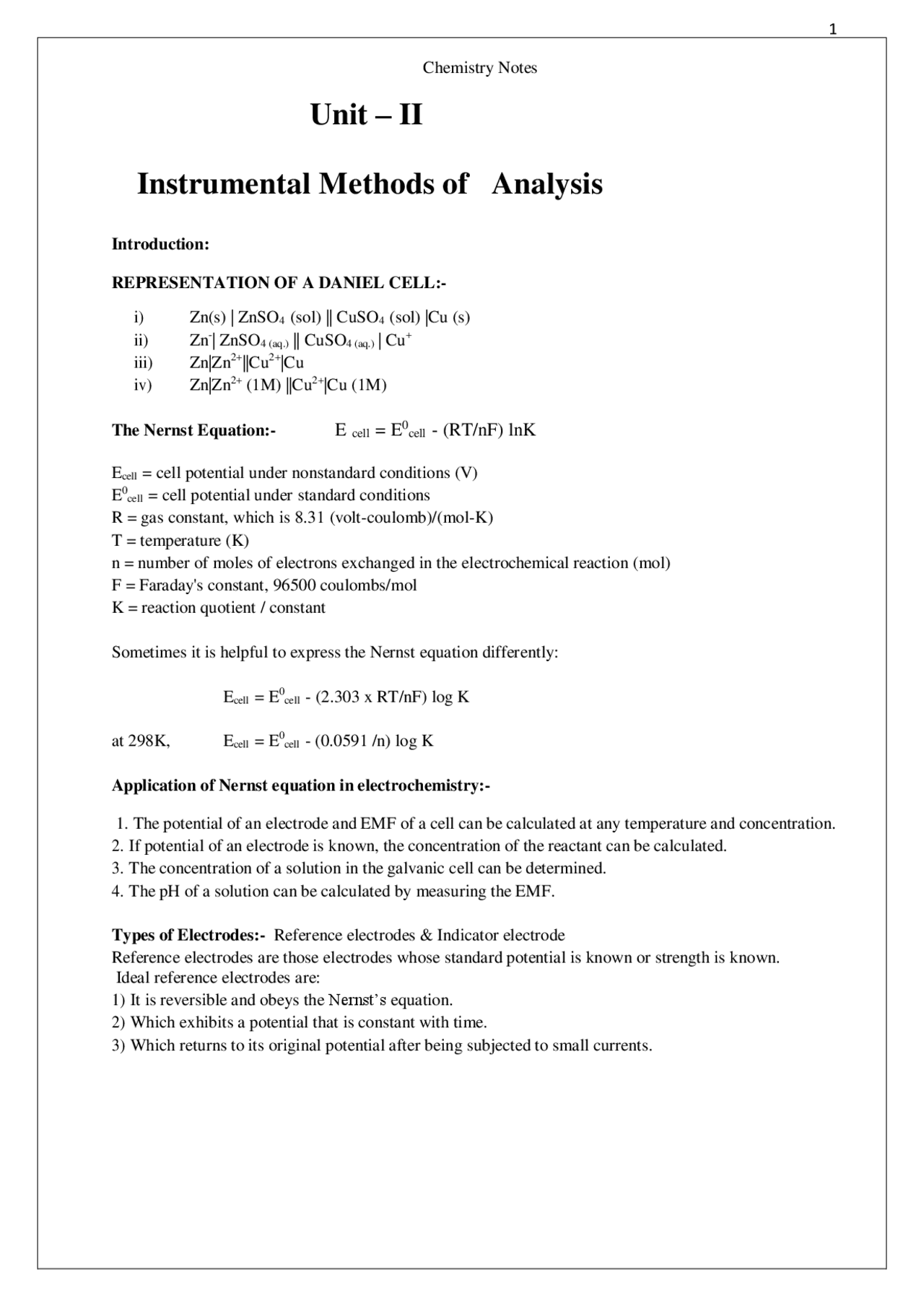 Chemistry First Year Engineering Lecture Notes Chemistry Docsity