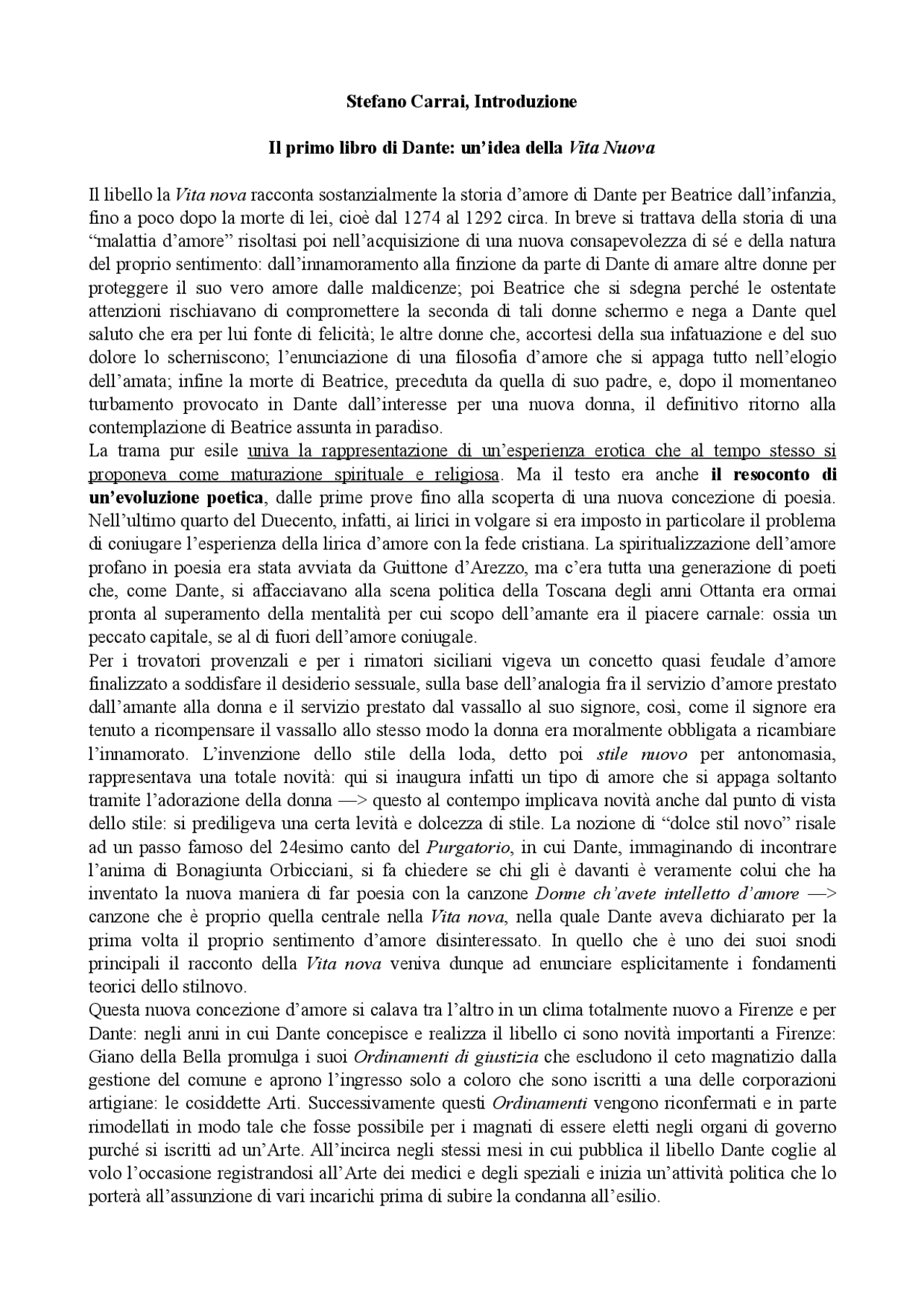Carrai, Il primo libro di Dante: un'idea della Vita nova | Schemi e ...