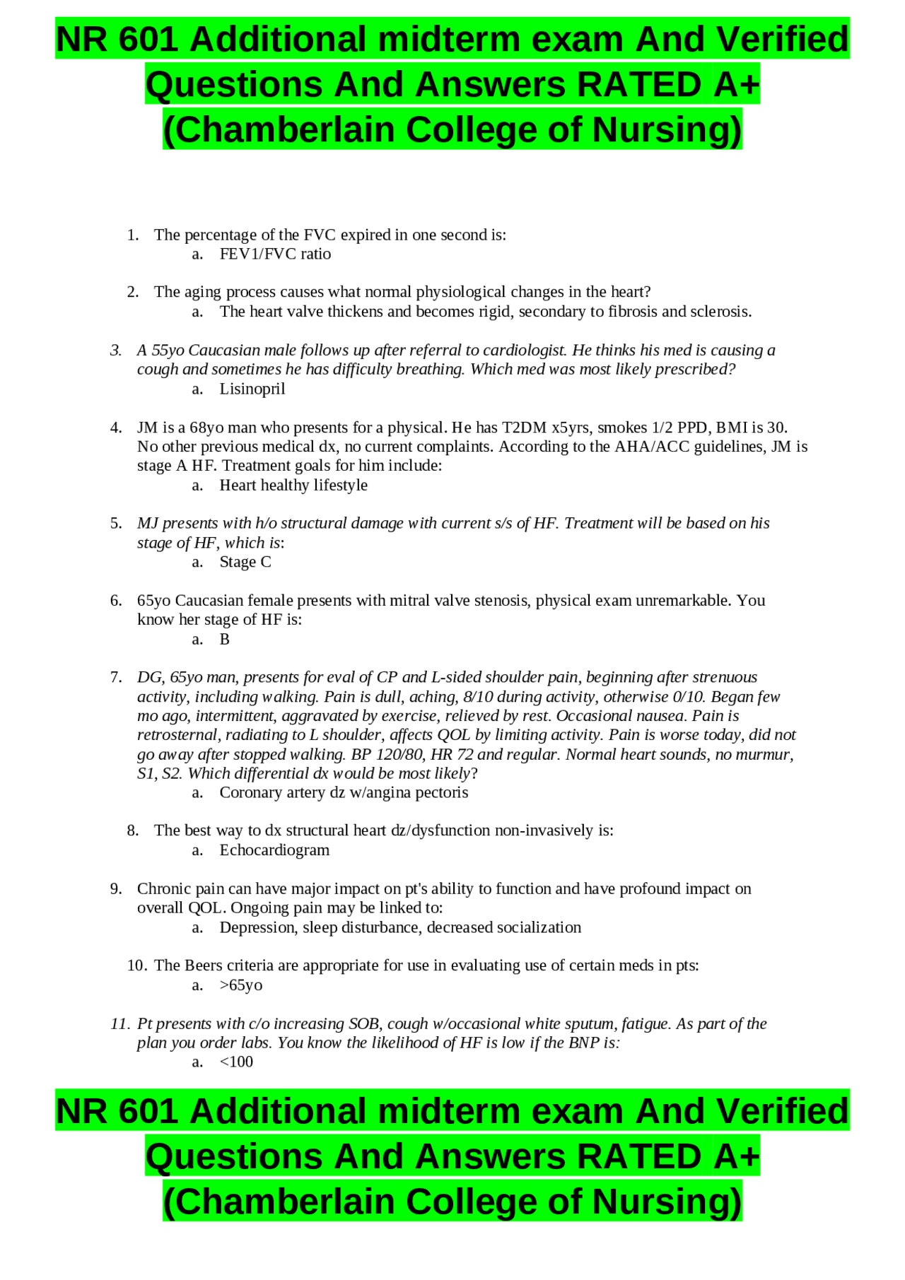 NR 601 Additional midterm exam And Verified Questions And Answers RATED ...