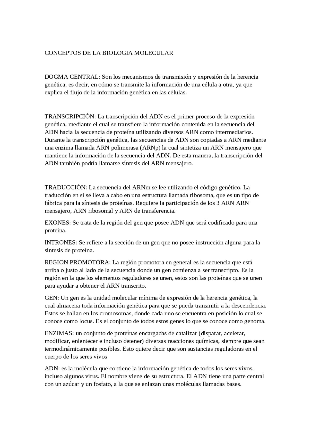 Conceptos De La Biologia Molecular Apuntes De Biología Molecular