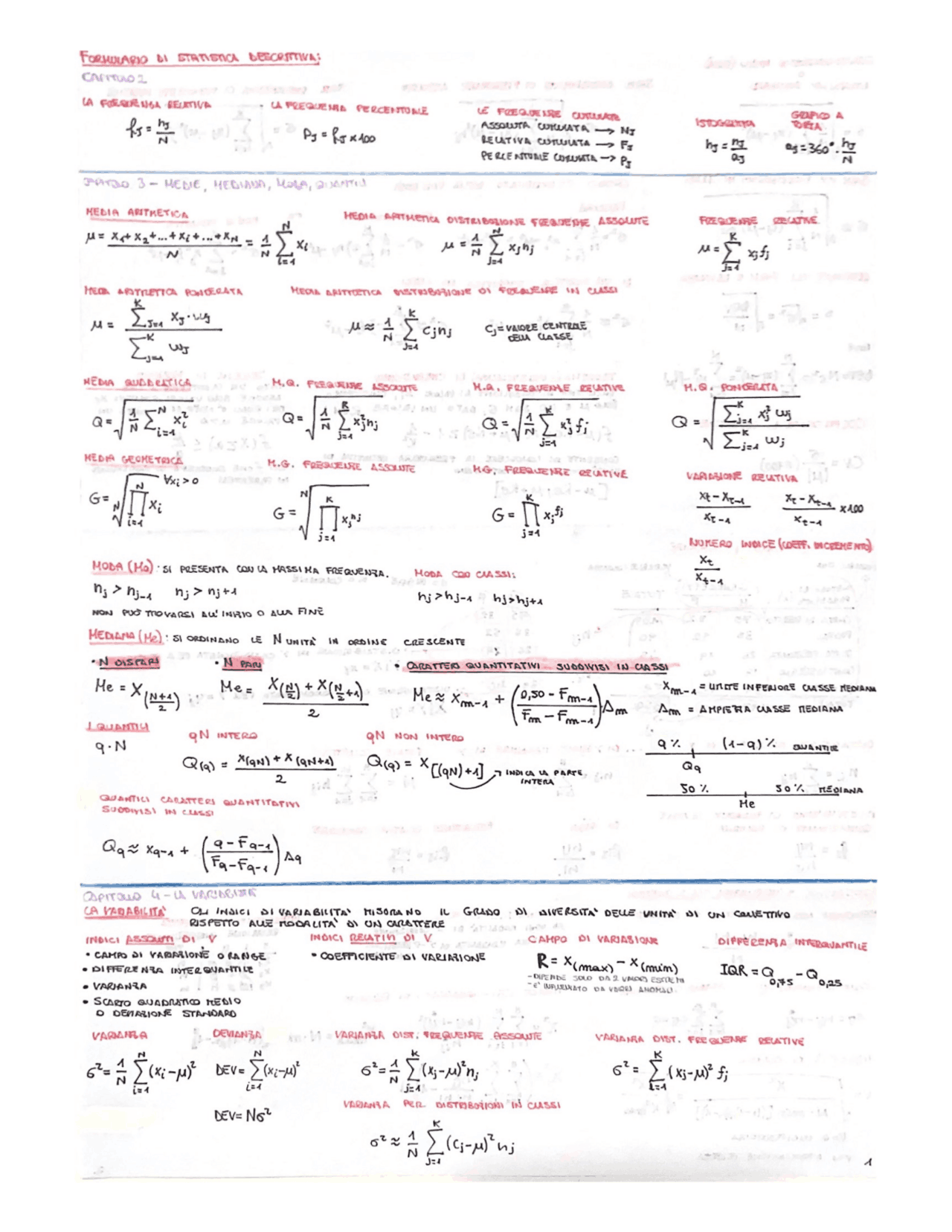 Formulario Di Statistica Schemi E Mappe Concettuali Di Statistica