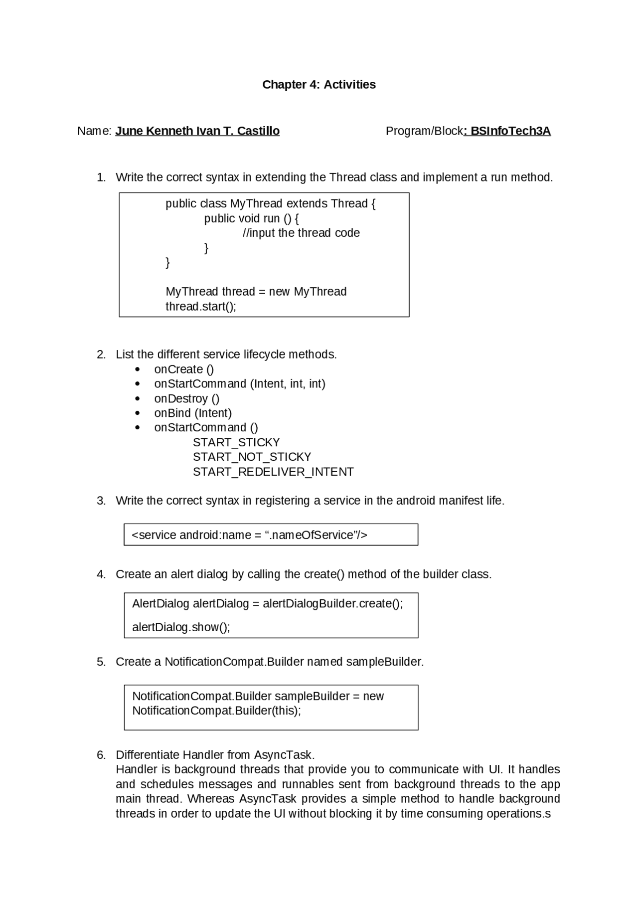 Chapter 4 SAQ in ITRACKA2 | Exercises Information Technology | Docsity